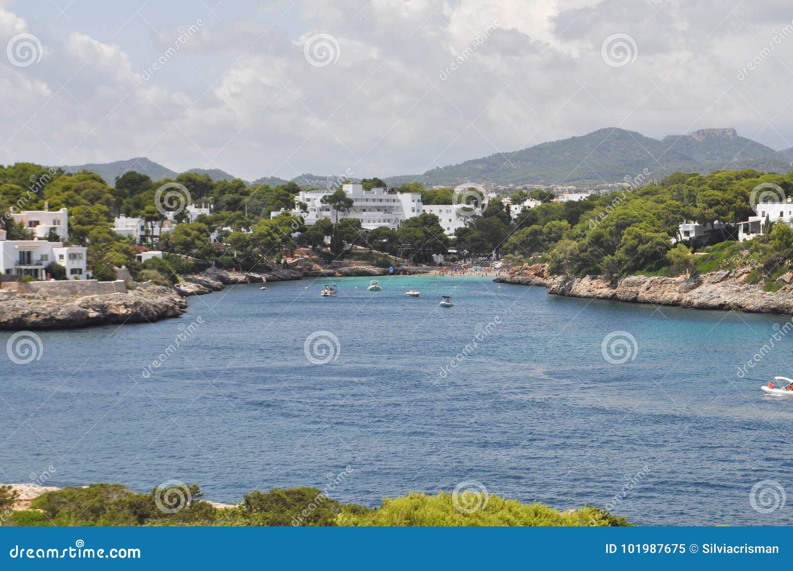 Cala Gran beach in Majorca stock image. Image of panoramic - 101987675