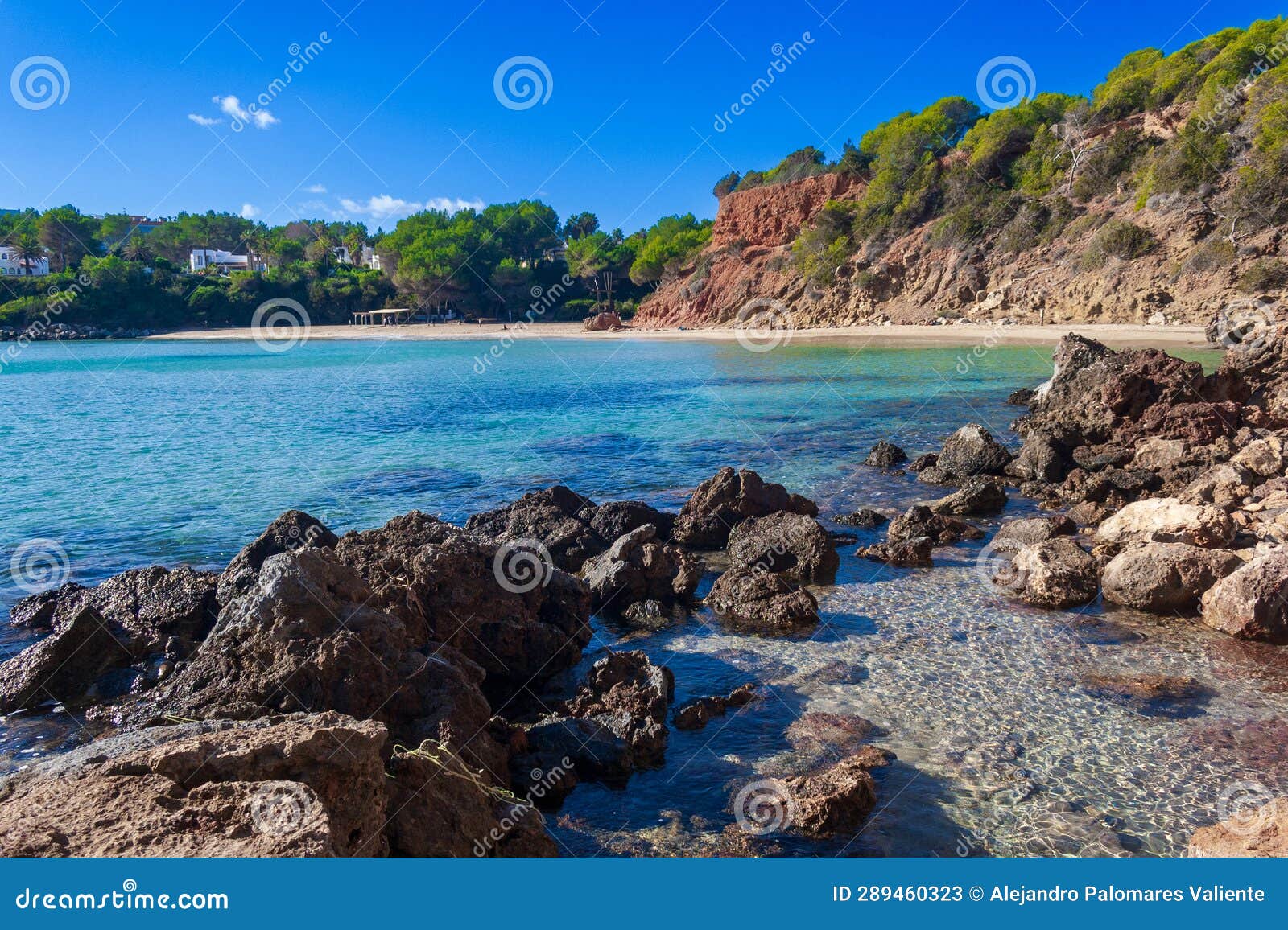 Cala Llenya in Ibiza shore stock image. Image of ibiza - 289460323