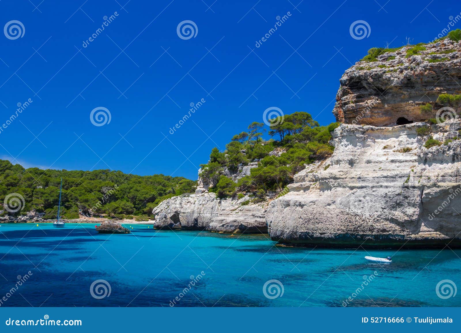 Cala Macarelleta Beach Cliffs Stock Photo - Image of places, shallow ...