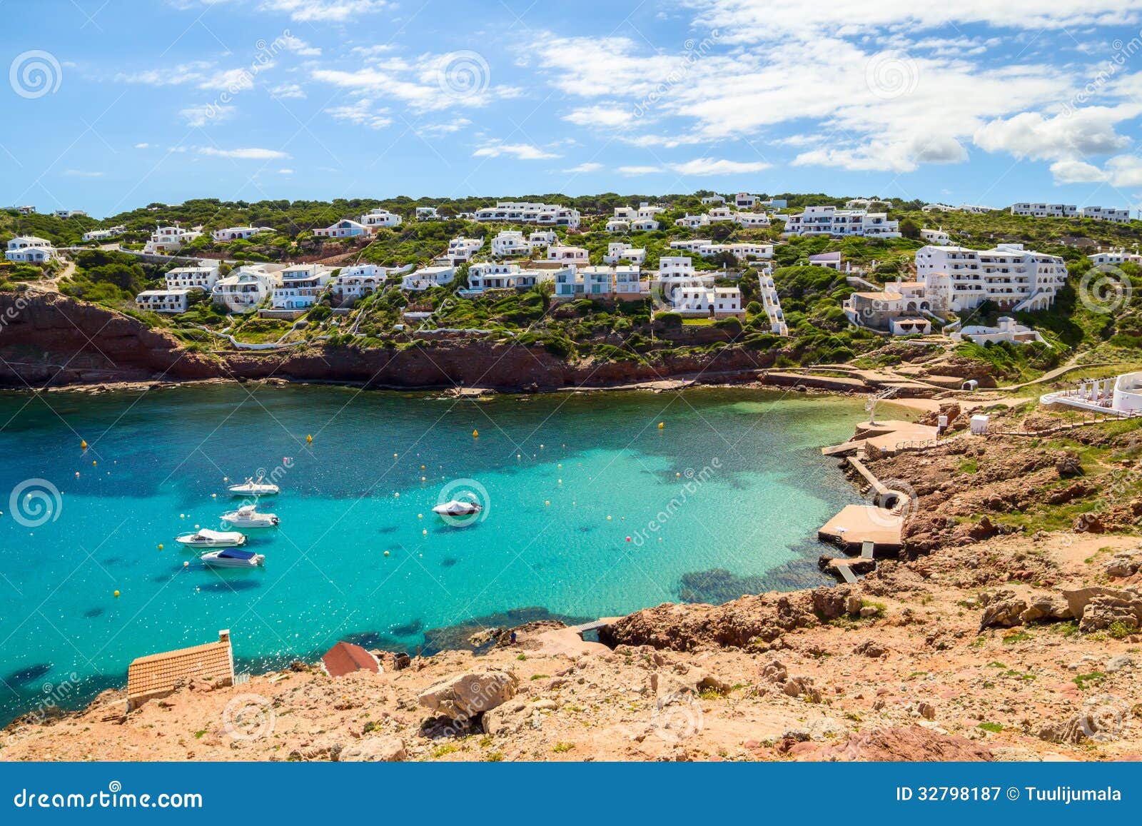 Cala Morell cove scenery stock image. Image of boats - 32798187