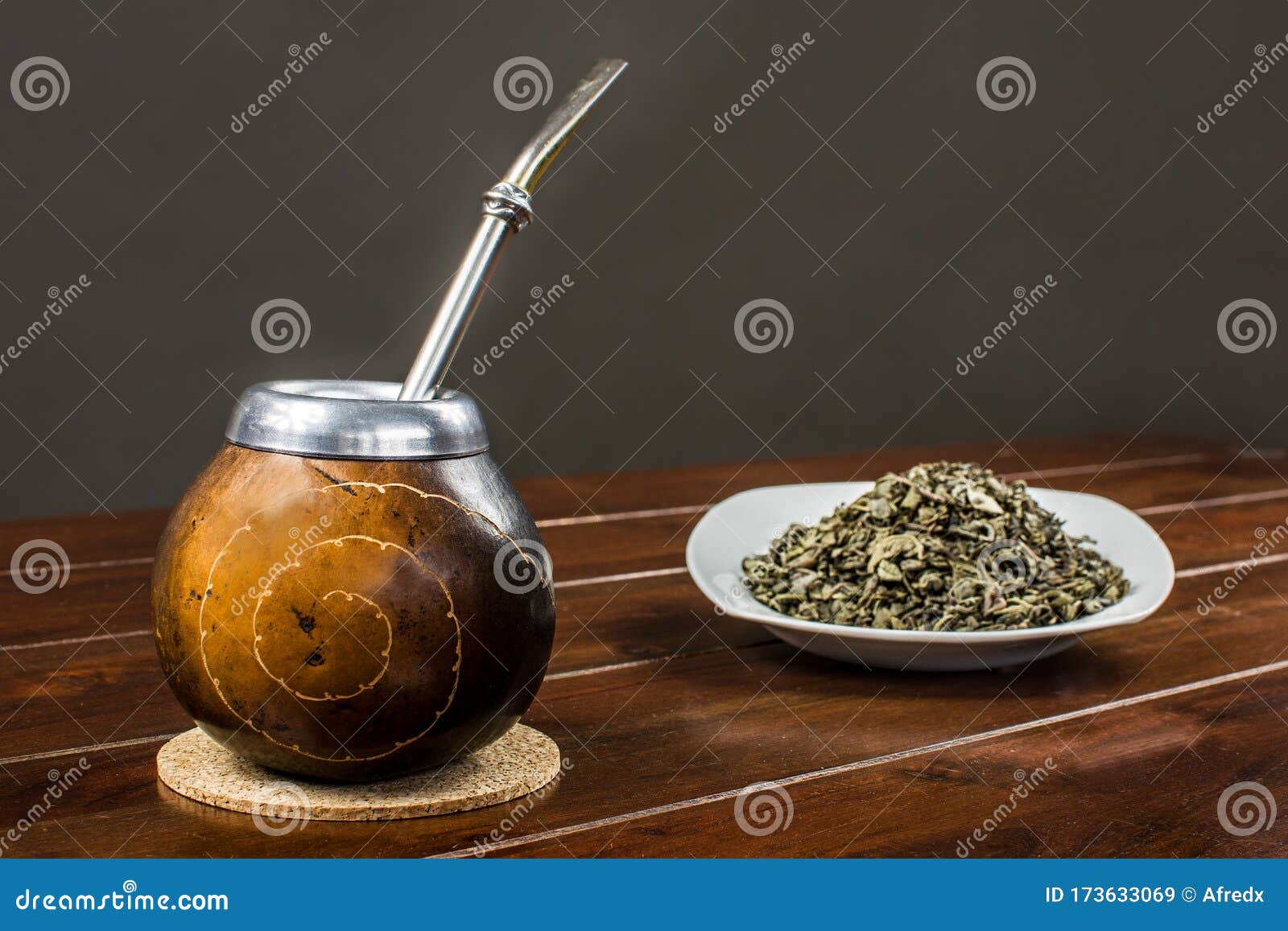 Calabash and Green Tea on the Table Stock Image - Image of herb ...