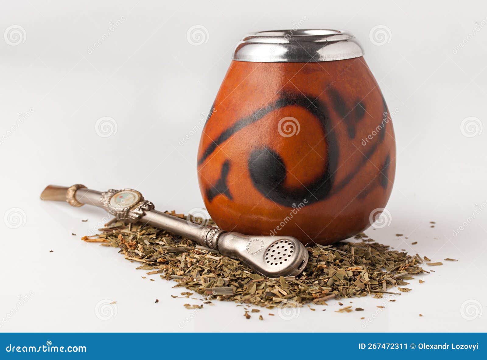 Calabash Mate Cup with Spoon Stock Image - Image of culture, organic ...
