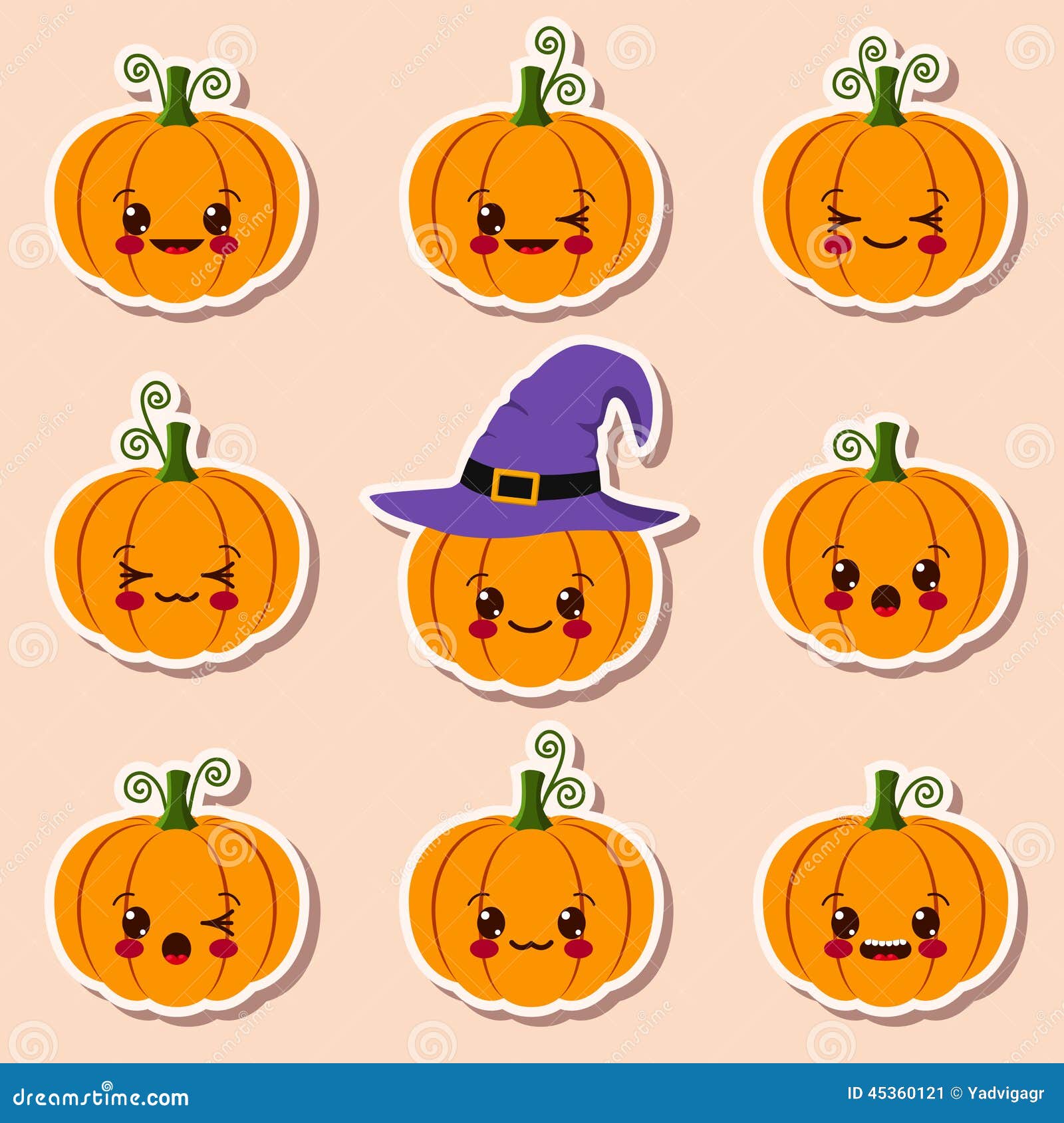 Calabazas De Kawaii Halloween Ilustración del Vector - Ilustración de ...