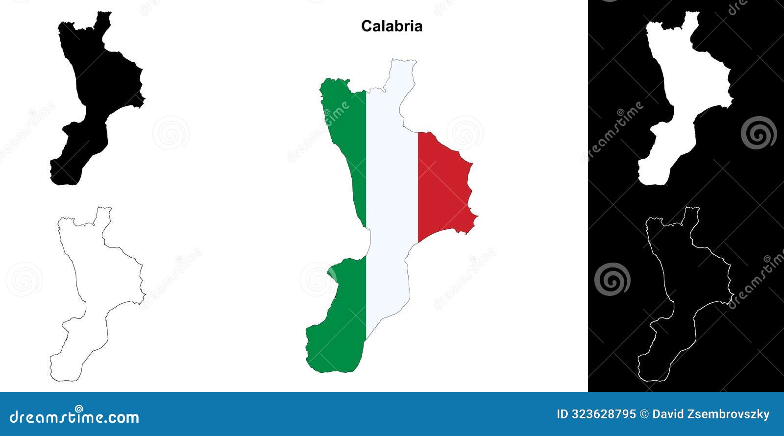 Calabria outline map stock vector. Illustration of tourism - 323628795