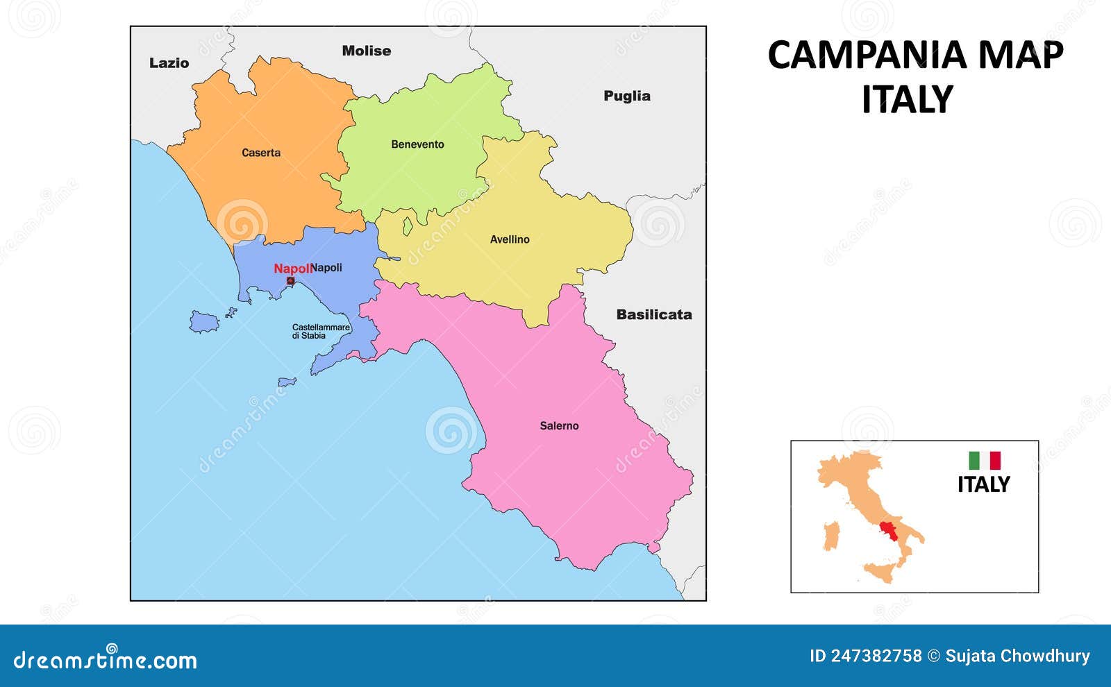 Calabria Map. State and District Map of Calabria Stock Vector ...