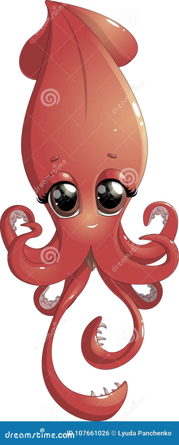 Calamar Alegre De La Historieta Ilustración del Vector - Ilustración de ...