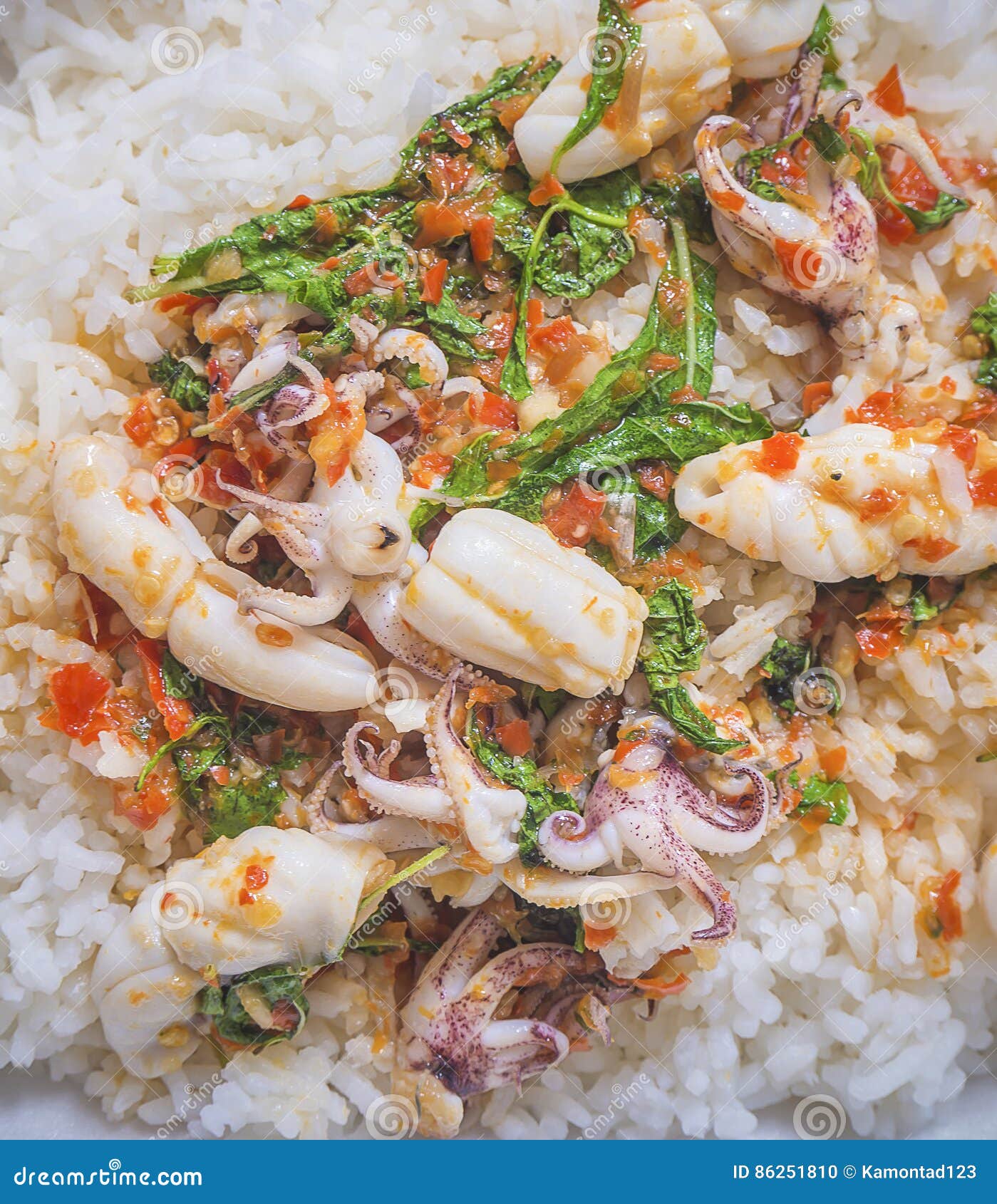 Calamar fritado picante foto de stock. Imagem de tailandês - 86251810