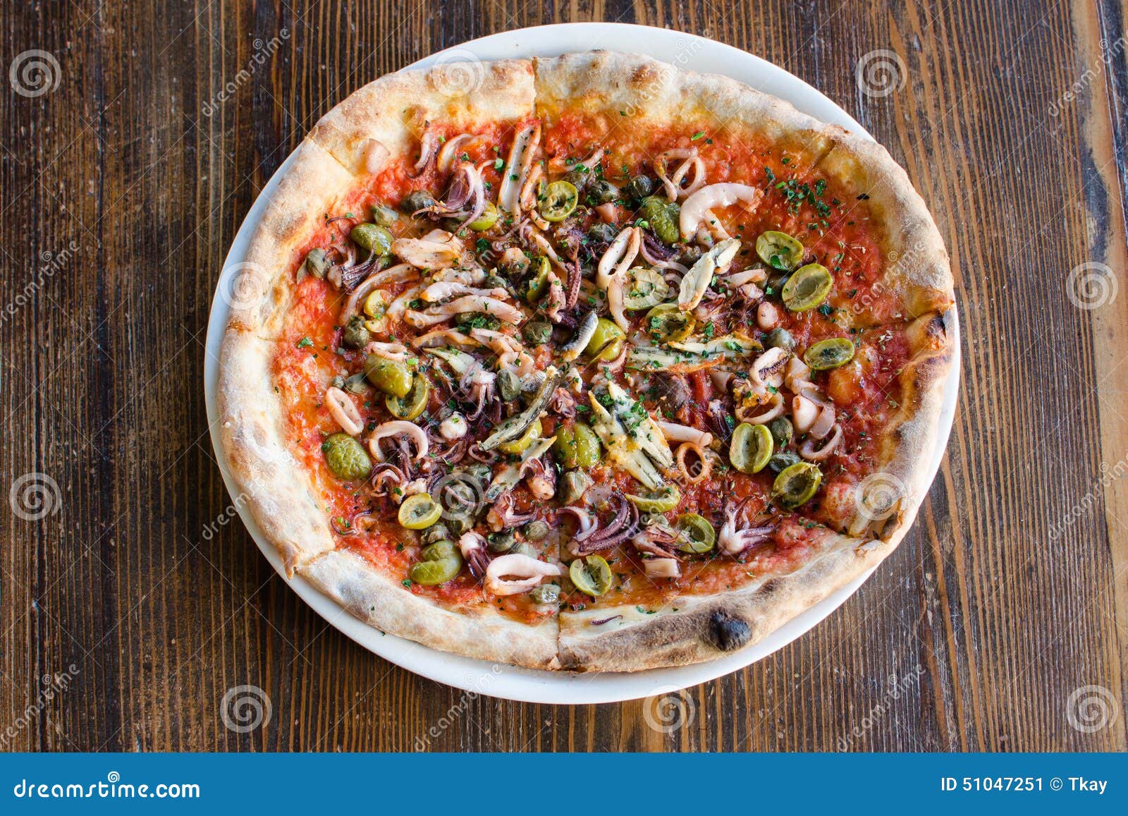 Calamari Pizza stock image. Image of delicious, hunger - 51047251