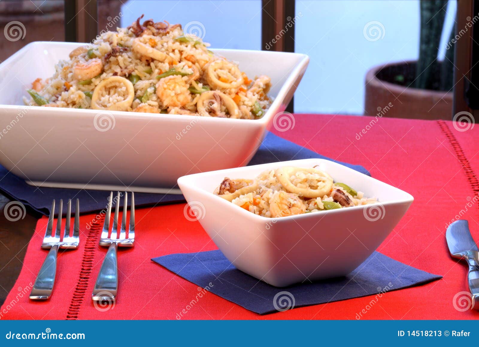 Calamari rice stock image. Image of spices, silverware - 14518213