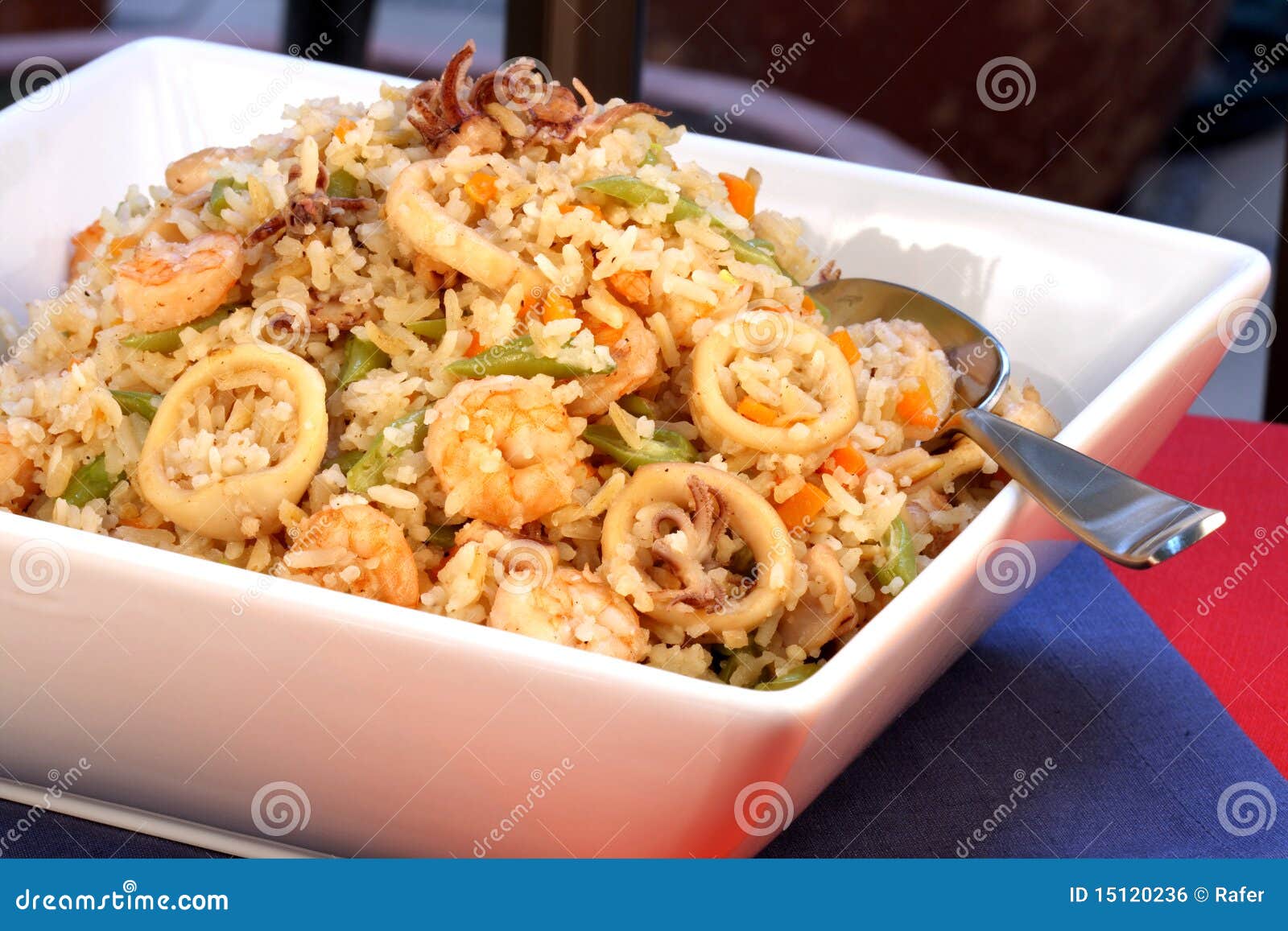 Calamari rice stock photo. Image of food, gourmet, silverware - 15120236