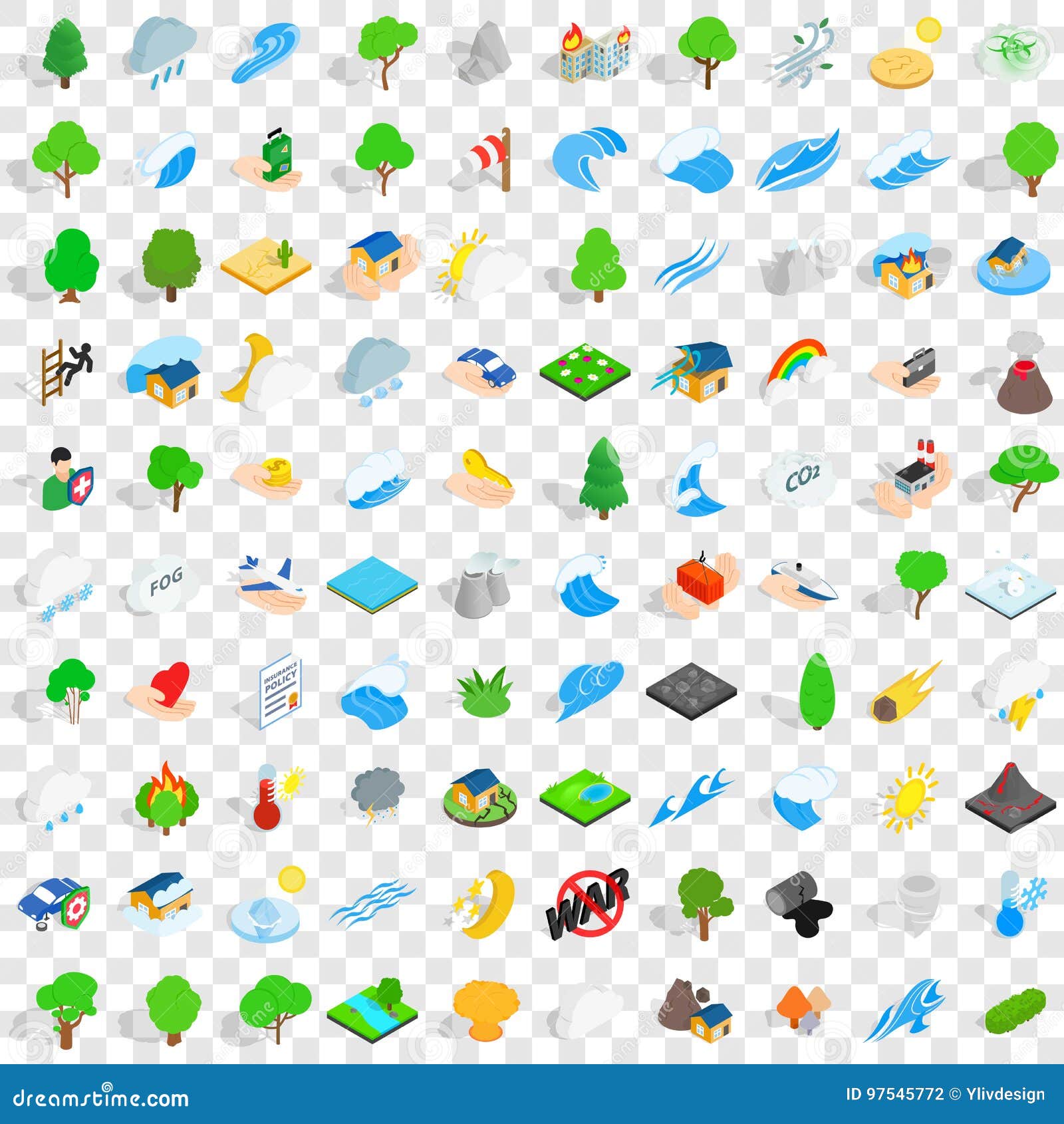 100 Calamity Icons Set, Isometric 3d Style Stock Vector - Illustration ...