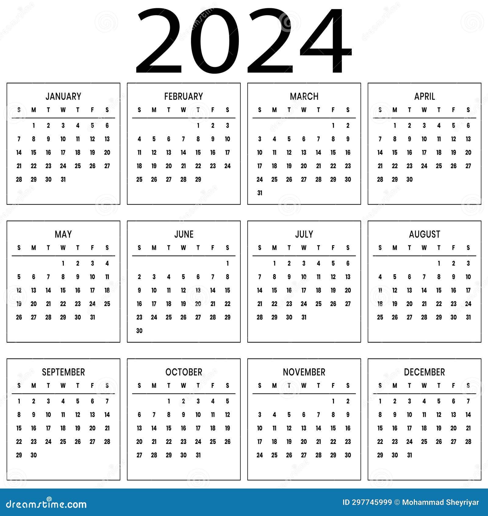 2024 Calander Design Table Calender Design . Stock Vector ...