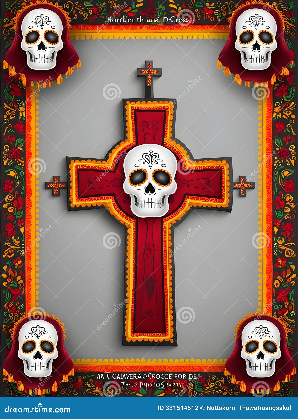 Calavera and Cross Border with Copy Space Concept As a Border Frame ...