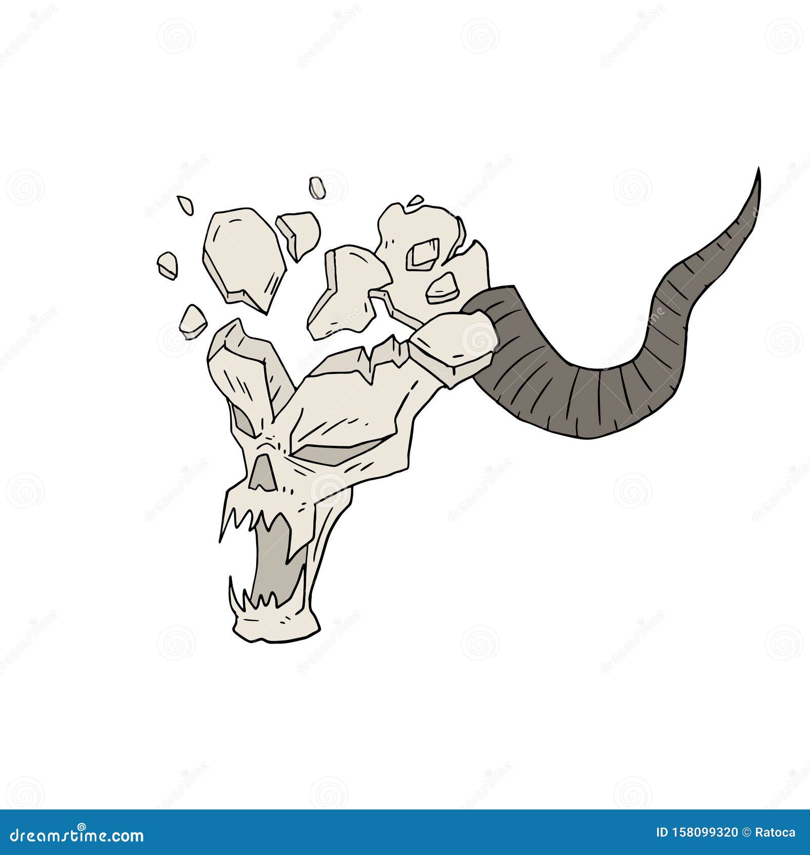 Calavera rota ilustración del vector. Ilustración de drenaje - 158099320