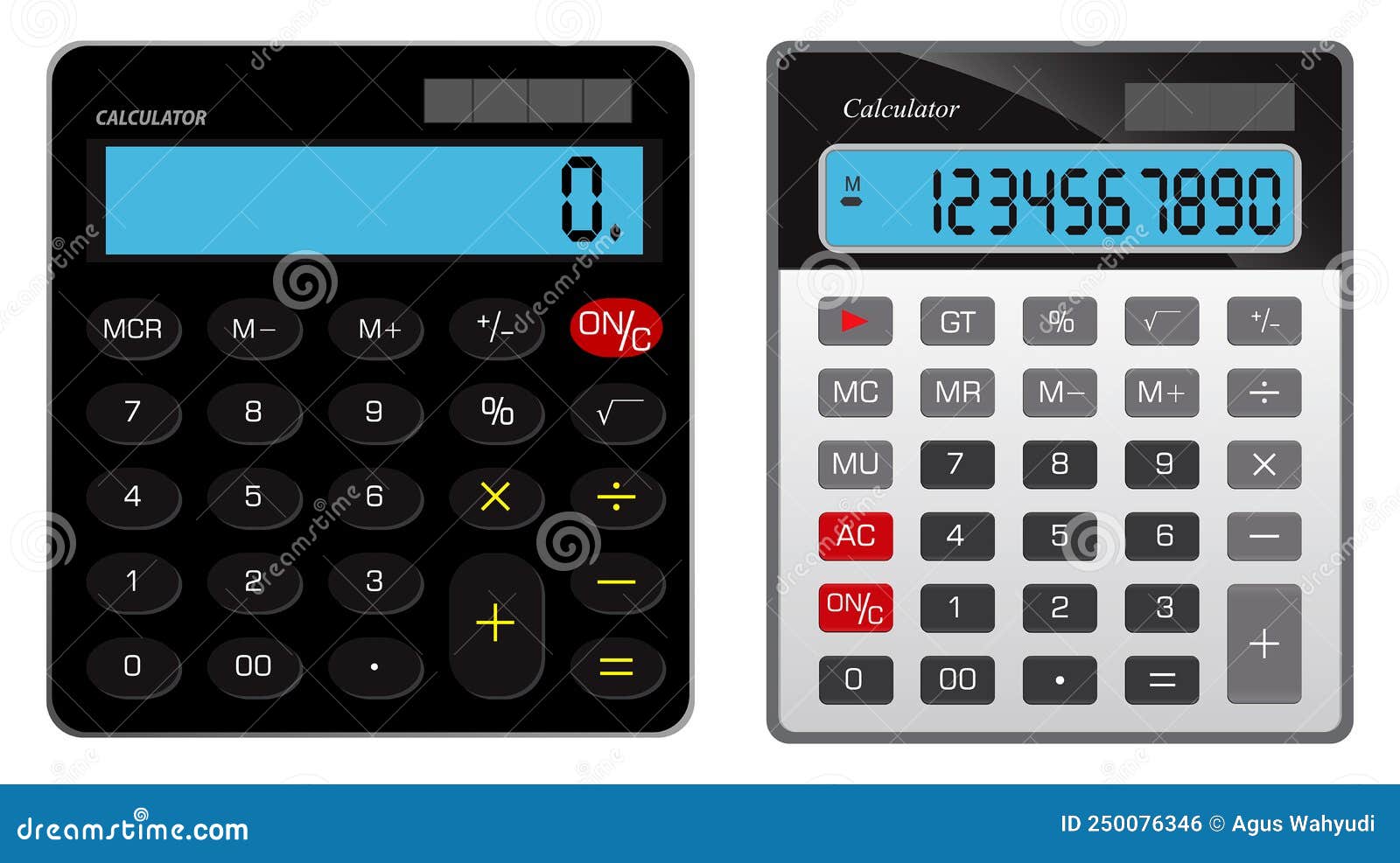 Set of Realistic Calculator Isolated or Modern Calculator Stationery or ...