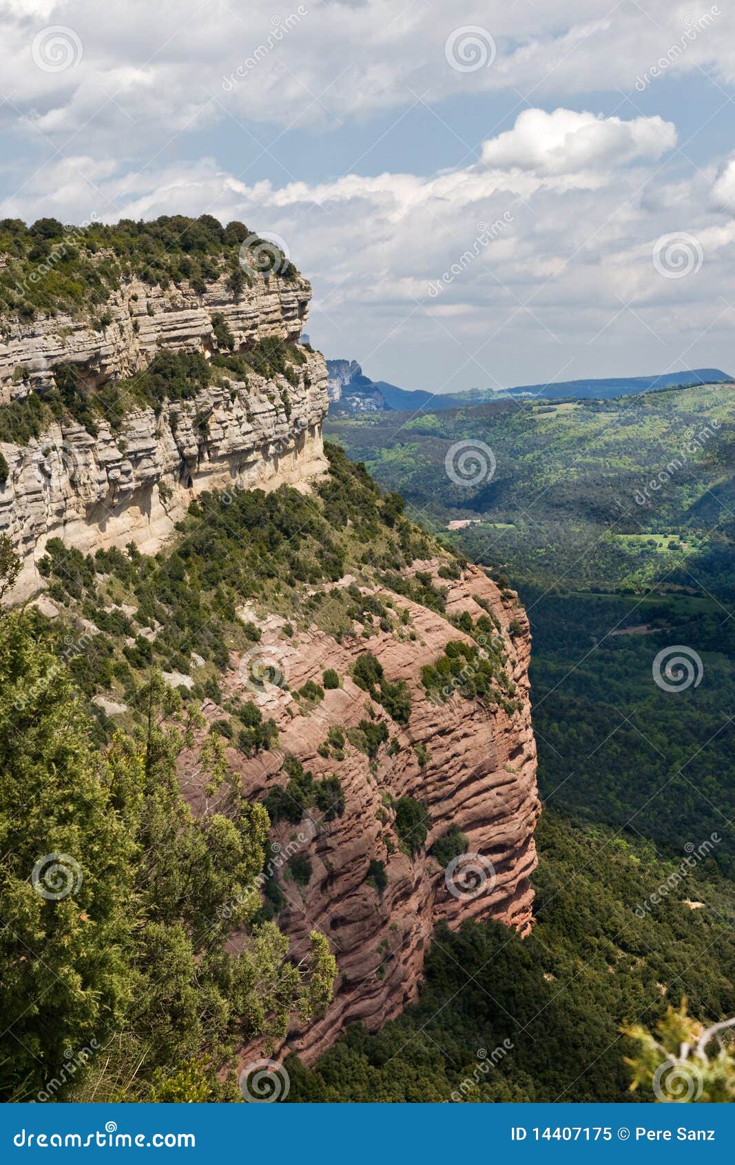 Calcareous Cliffs in Tavertet, Catalonia Stock Image - Image of cloudy ...