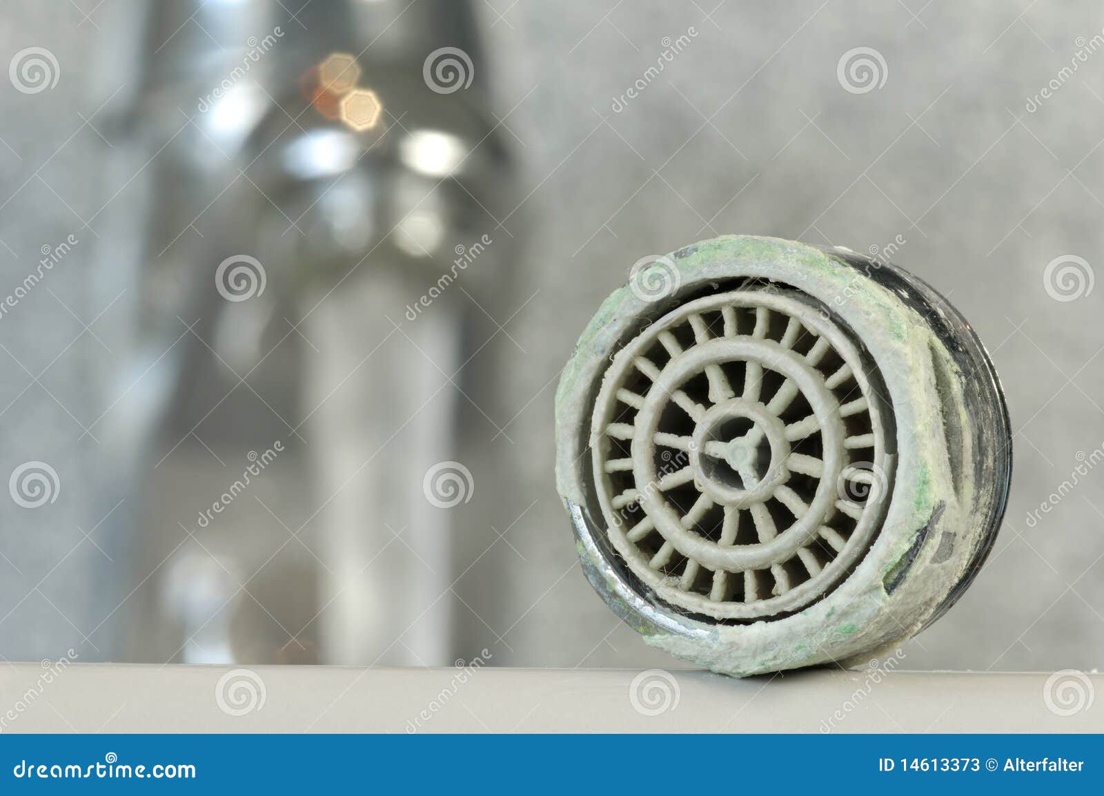 Calcified faucet sieve stock image. Image of lime, hard - 14613373