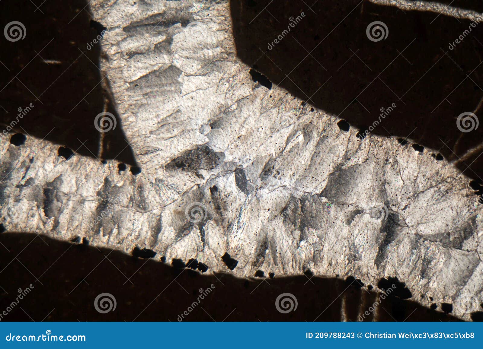 Calcite Vein in a Mudstone Under a Microscope Stock Image - Image of ...