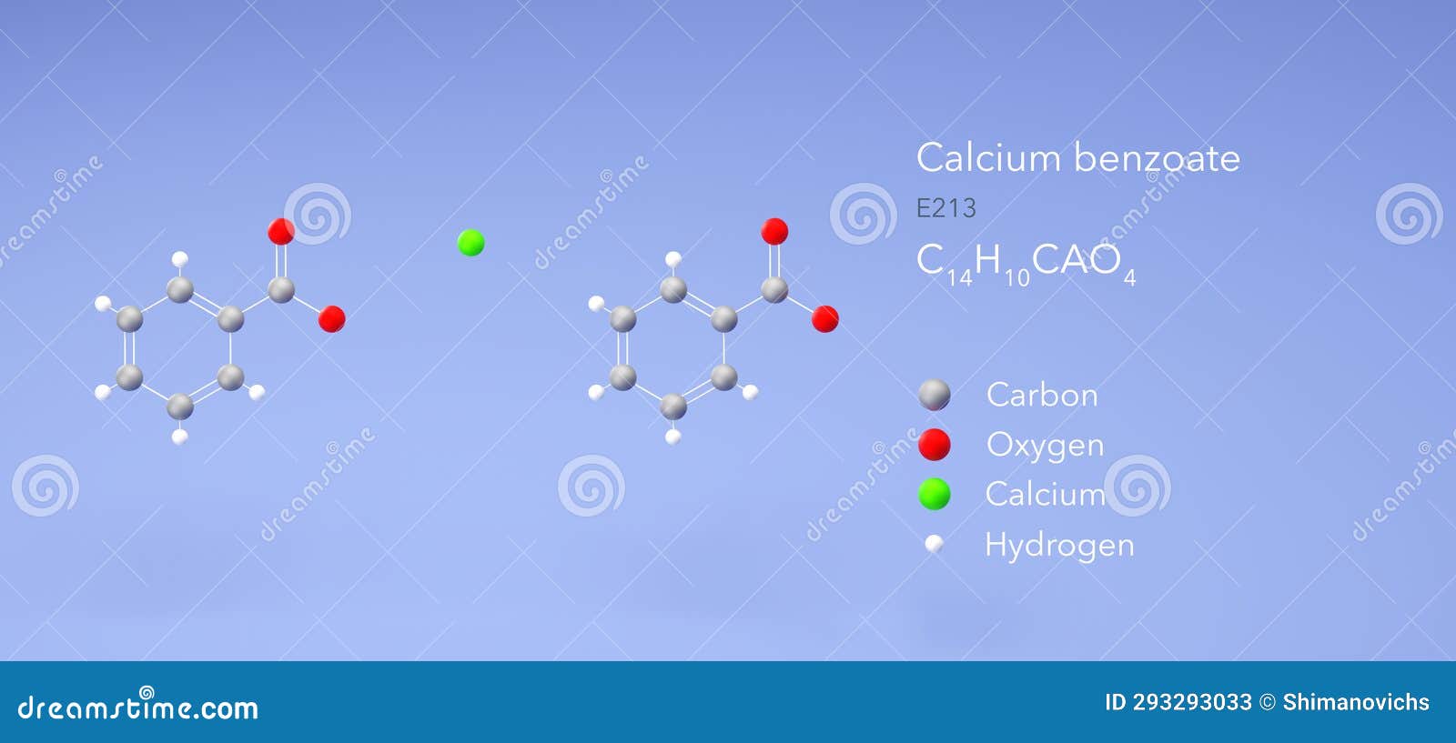 Calcium Benzoate Molecular Structure 3d, Flat Model, Preservative E213 ...