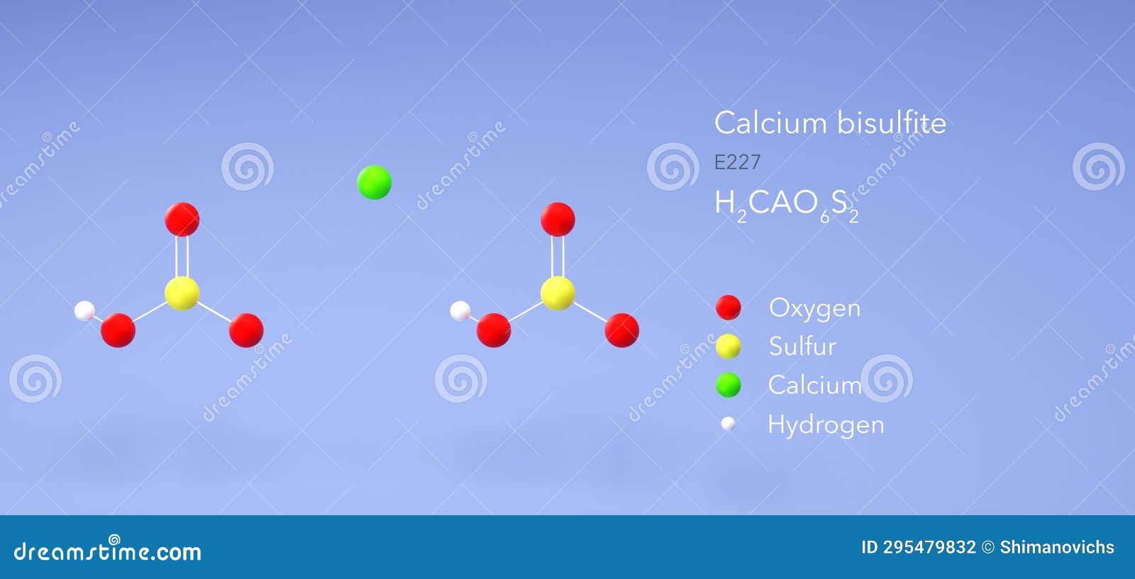 Calcium Bisulfite Molecule Molecular Structures E227 3d Model Structural Chemical Formula