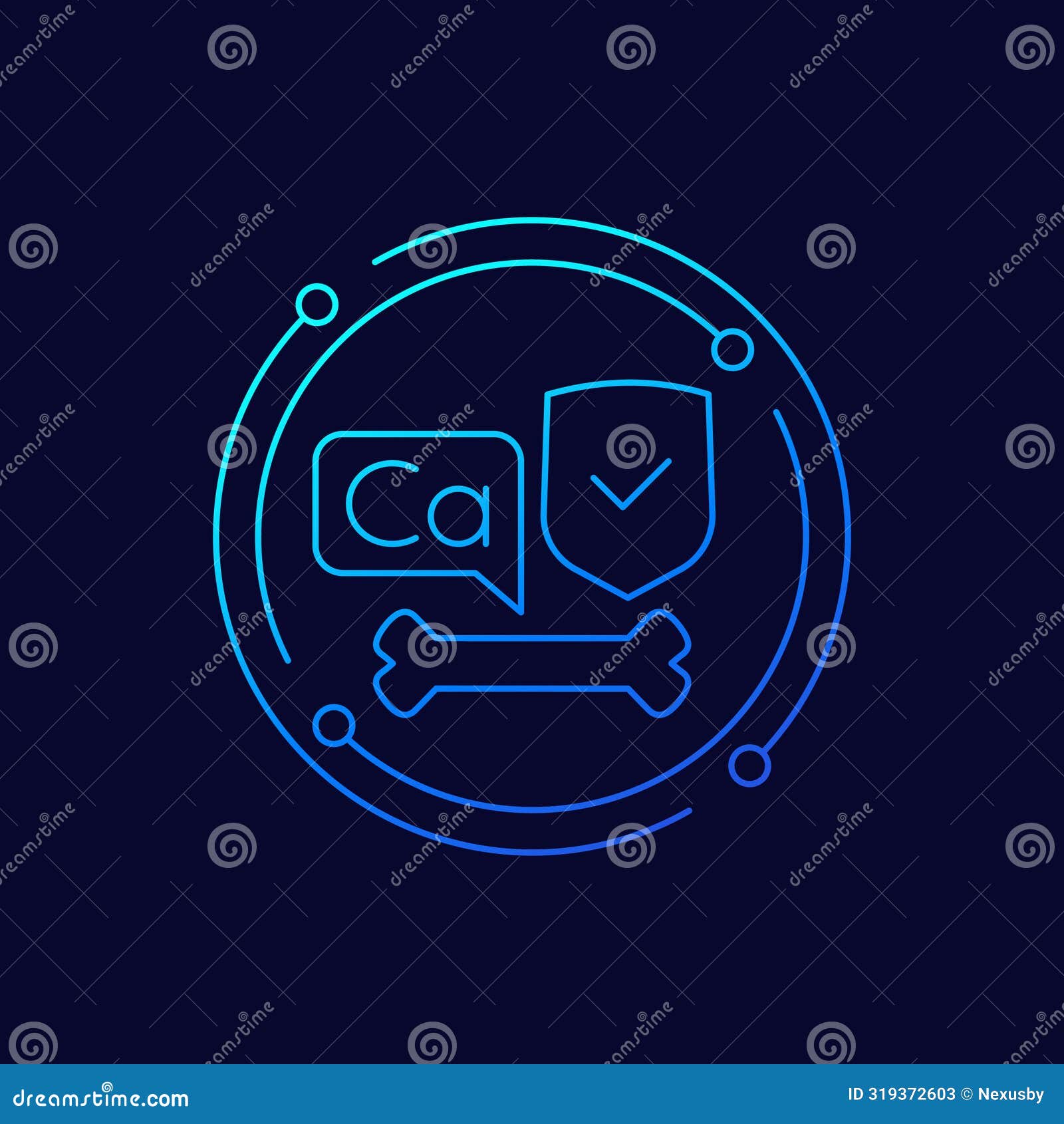 Calcium for Bones Icon with a Shield, Line Vector Stock Vector ...