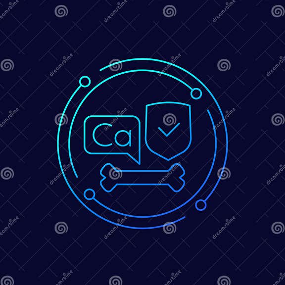 Calcium for Bones Icon with a Shield, Line Vector Stock Vector ...