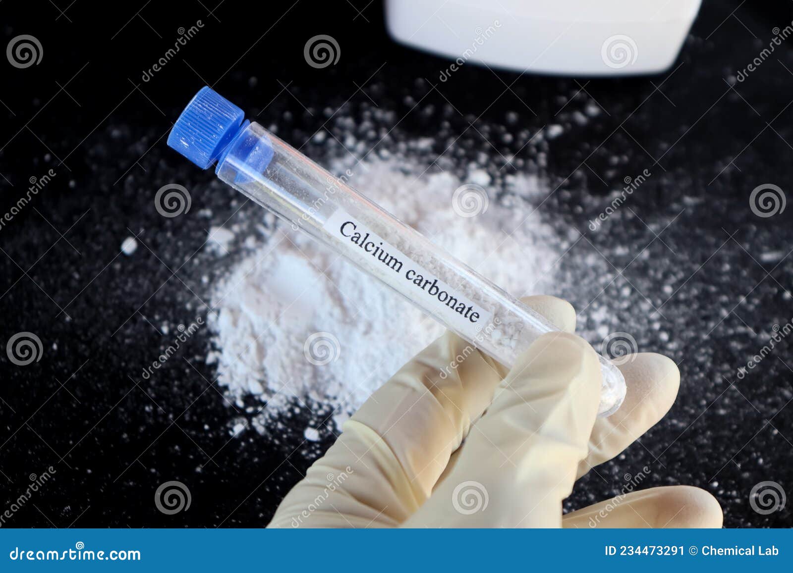 Calcium Carbonate in Test Tube Stock Image - Image of equipment, black ...