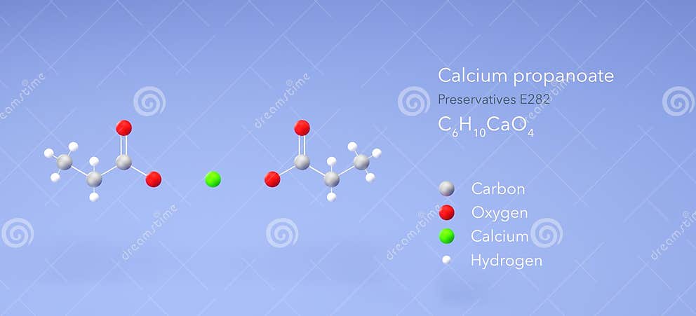 Calcium Propanoate Molecule, Molecular Structures, Food Additive E282 ...