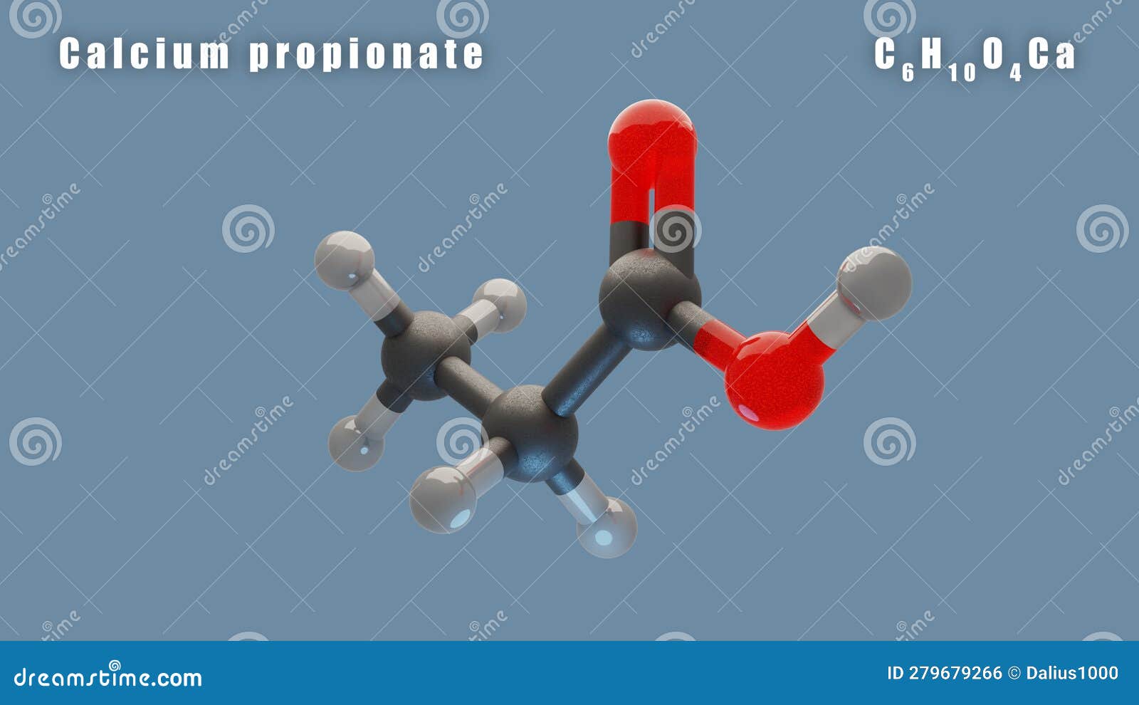 Calcium Propionate Molecule Of C6H10O4Ca 3D Conformer Render. Food ...