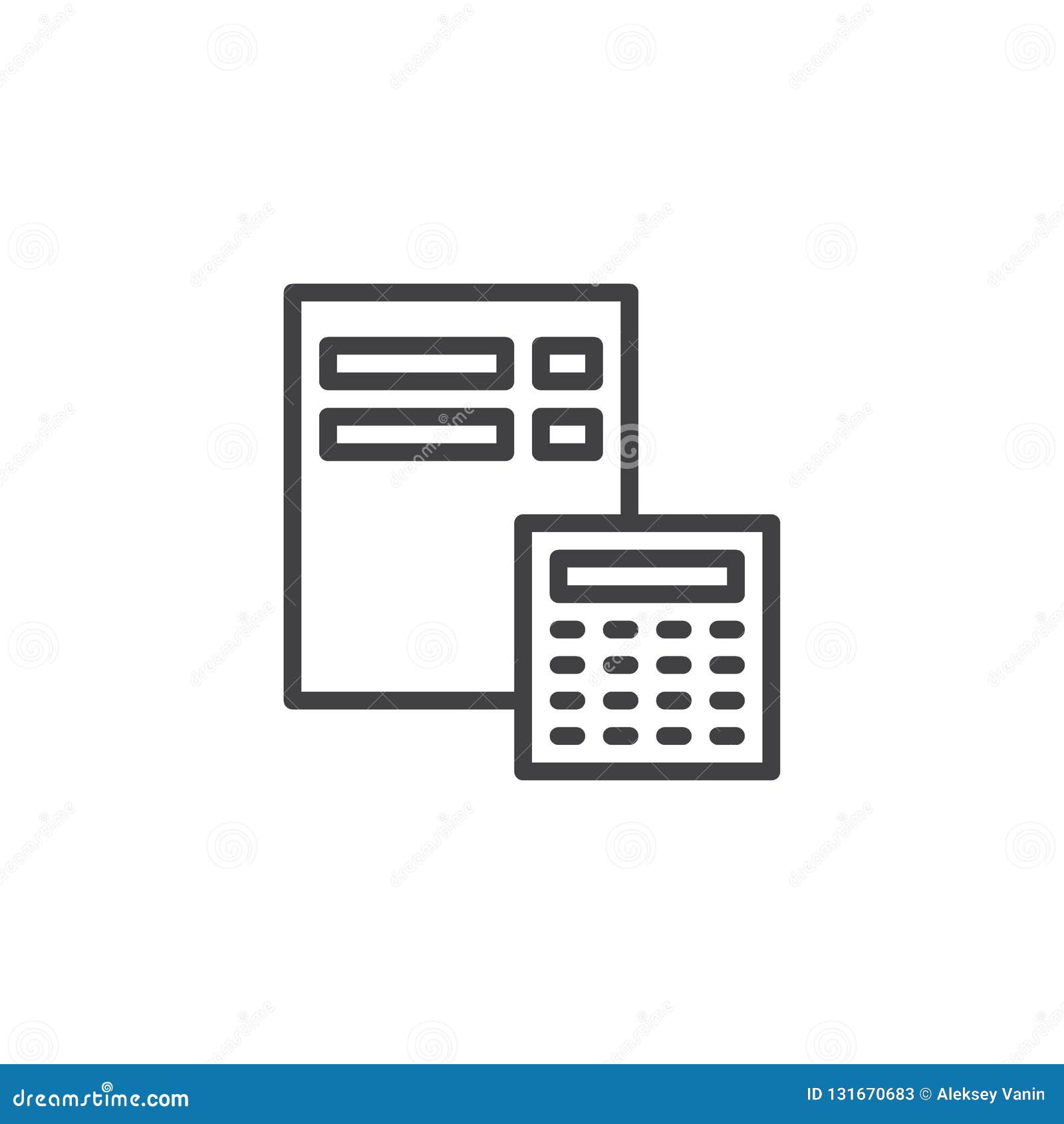 Calculadora E Icono Financiero Del Esquema Del Documento Ilustración ...