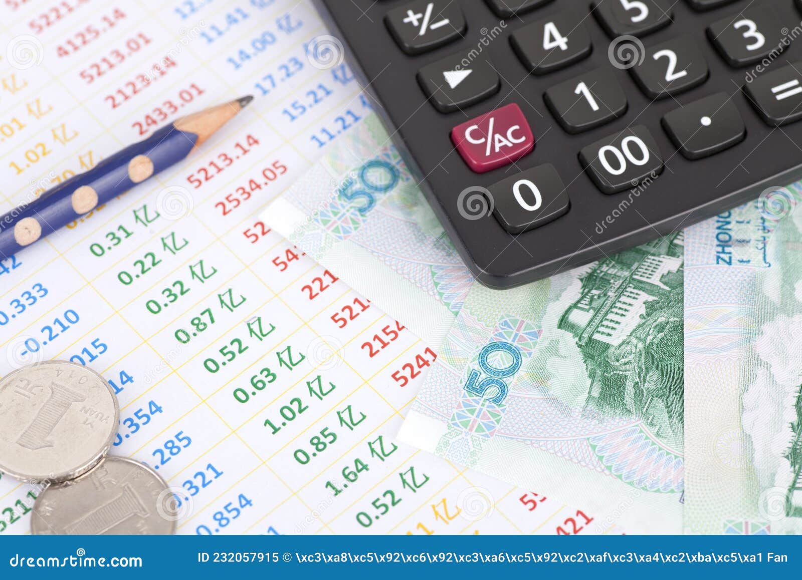 Calculadora E Notas Na Folha De Conta Imagem de Stock - Imagem de renda ...