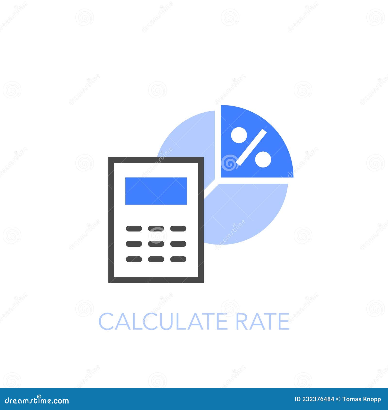 Calculate Rate Symbol with a Calculator and Pie Chart Stock Vector ...