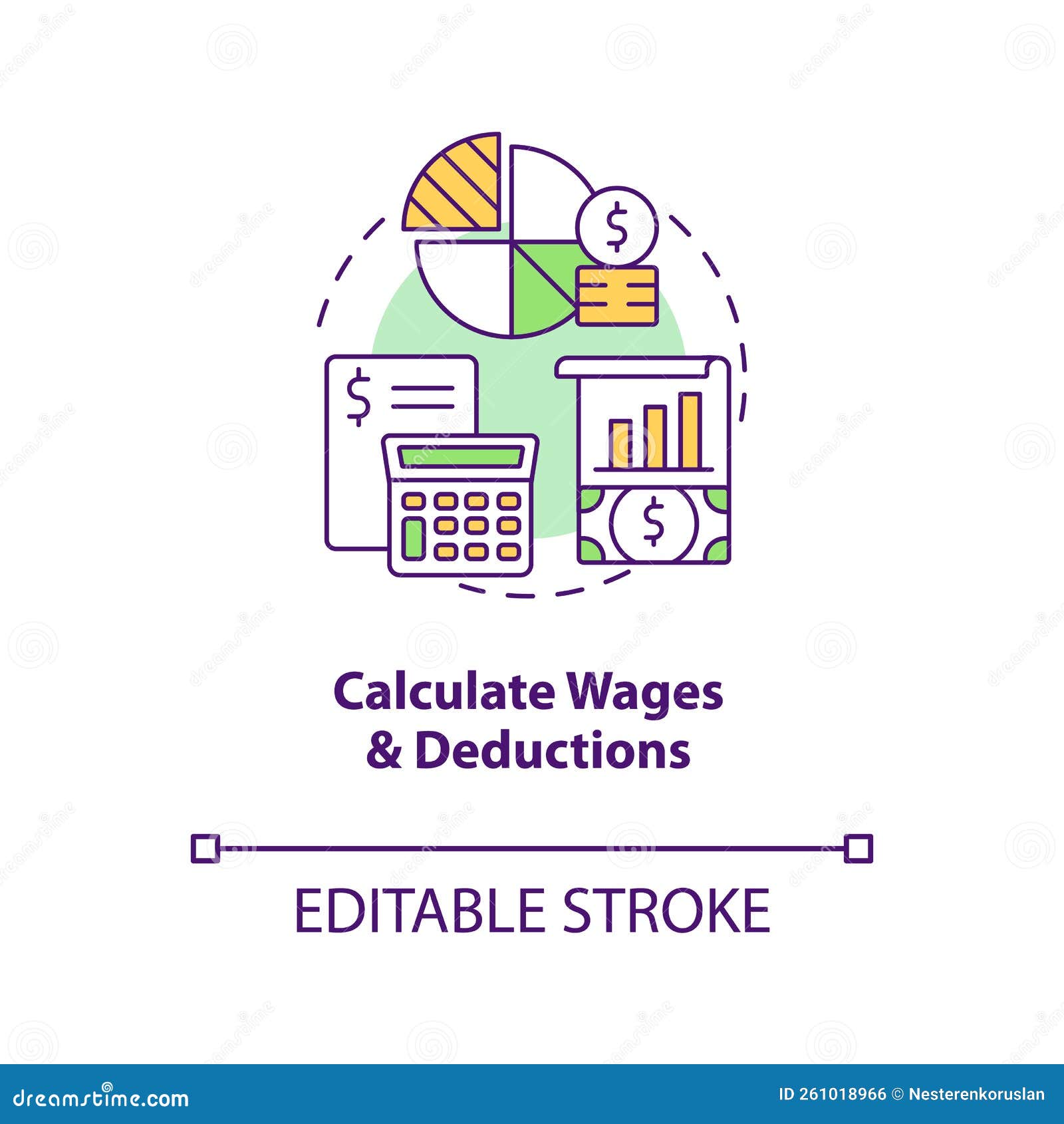 Calculate Wages and Deductions Concept Icon Stock Vector - Illustration ...