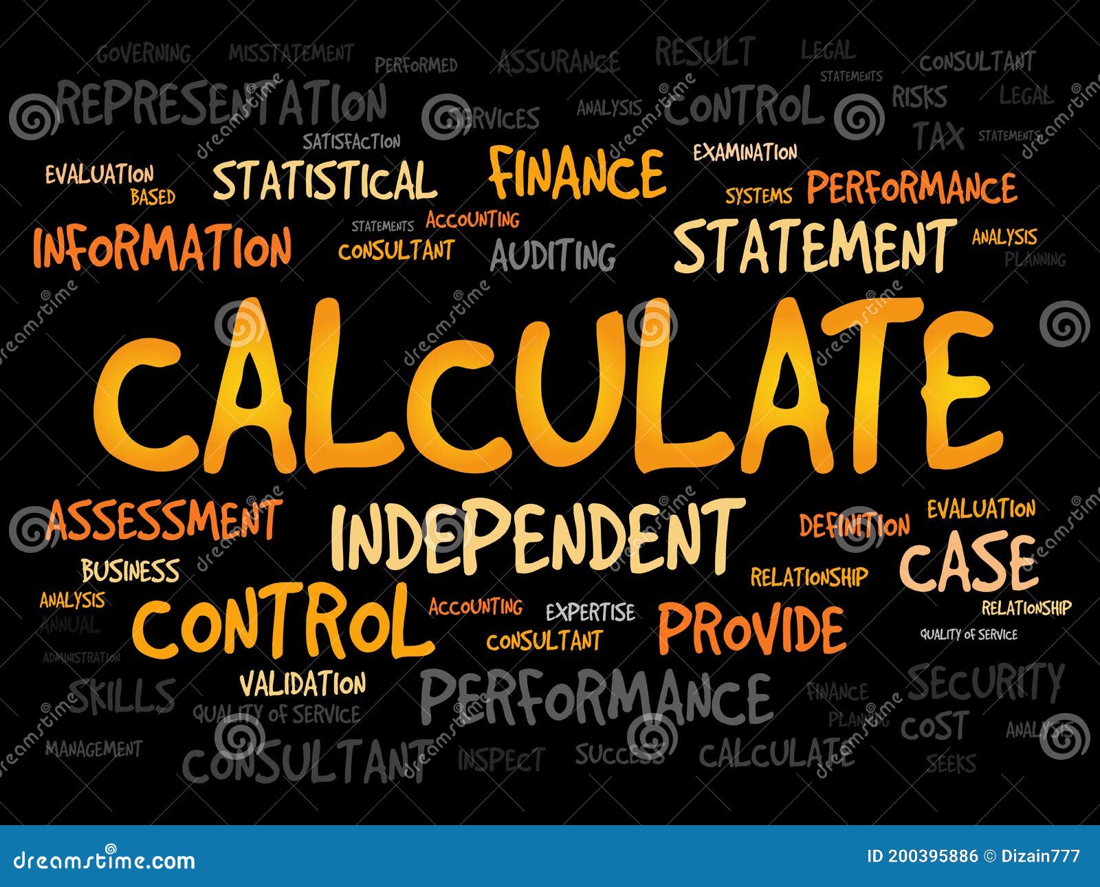 CALCULATE word cloud stock illustration. Illustration of interst ...