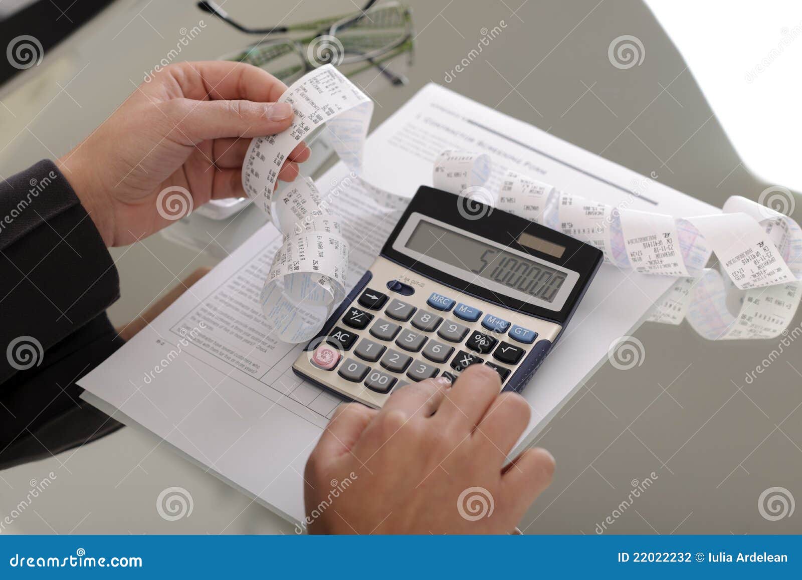 Calculating bills stock photo. Image of note, keys, white - 22022232