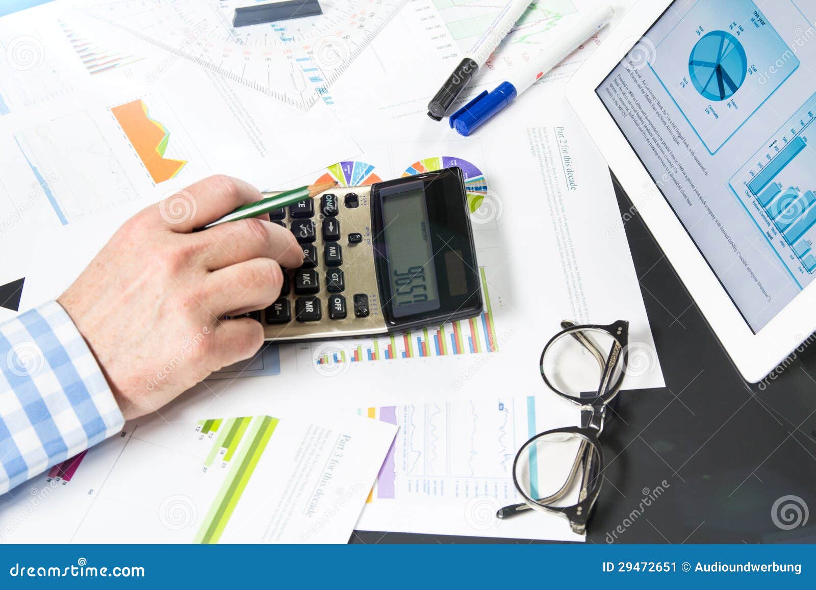 Calculating with Business Documents Stock Image - Image of interaction ...