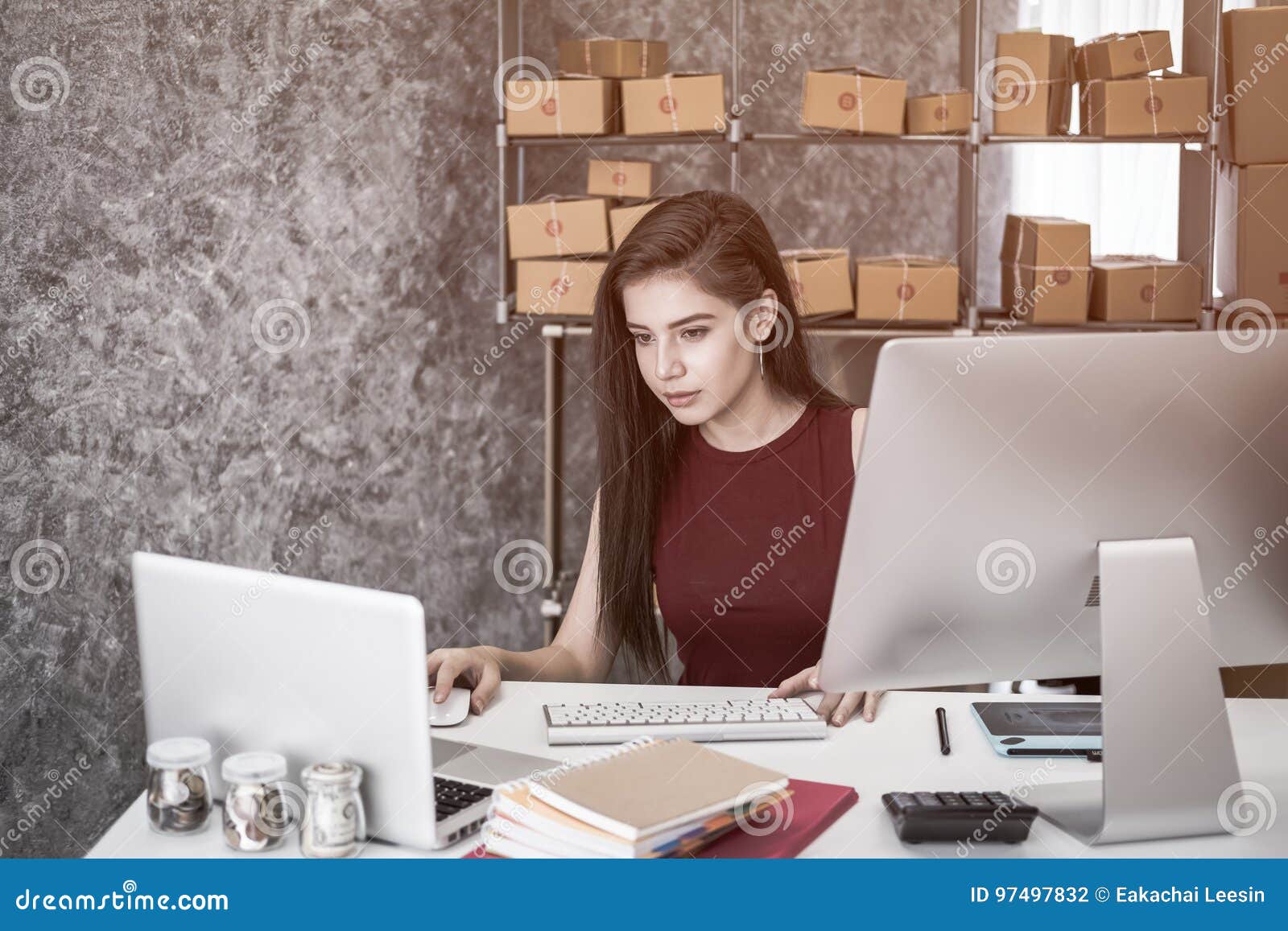 Calculating the Cost of Postage of a Small Package, Stock Photo - Image ...