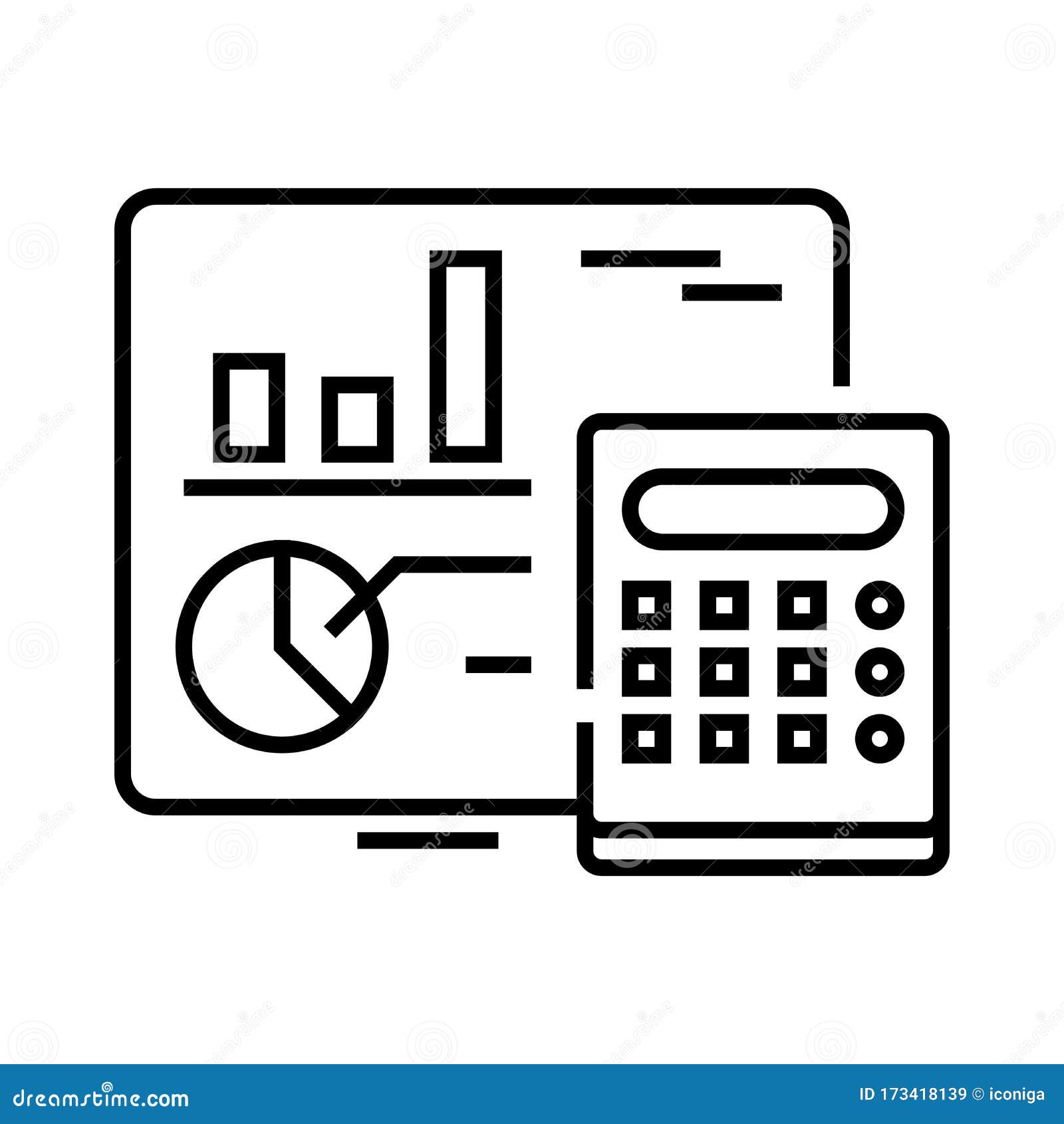 Calculating Data Line Icon, Concept Sign, Outline Vector Illustration ...