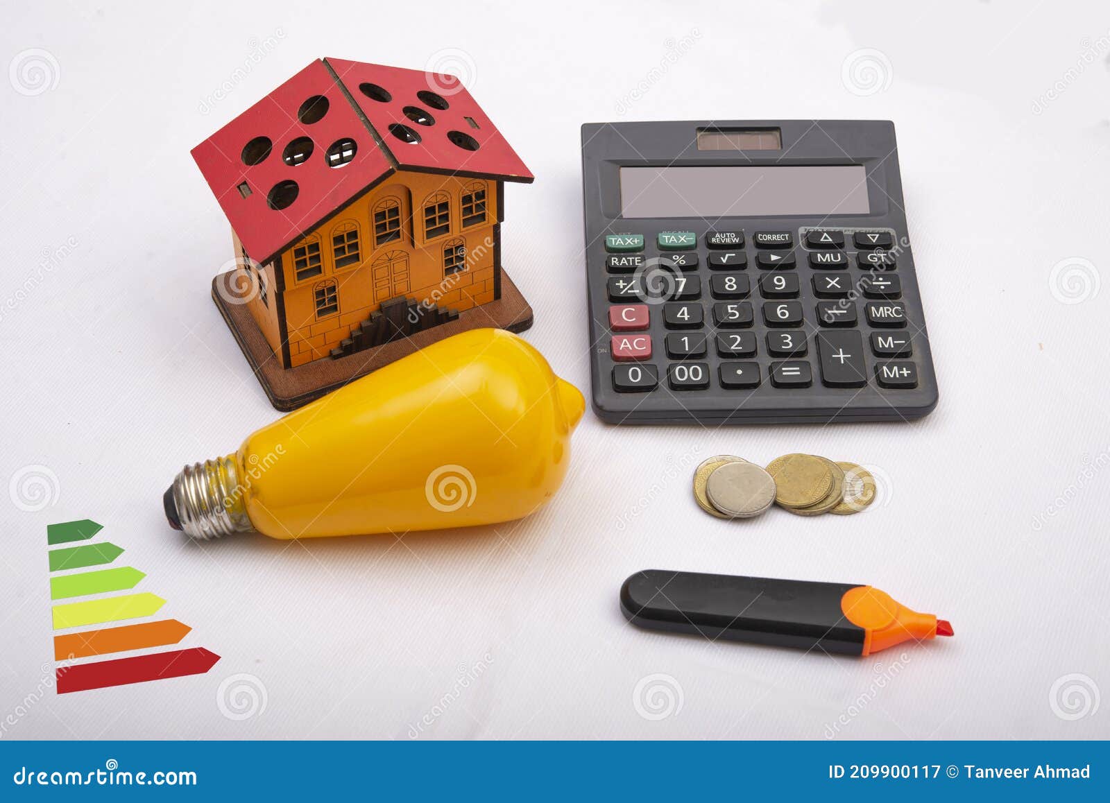 Calculating Energy Efficiency Rating of House with Chart at Table Stock ...