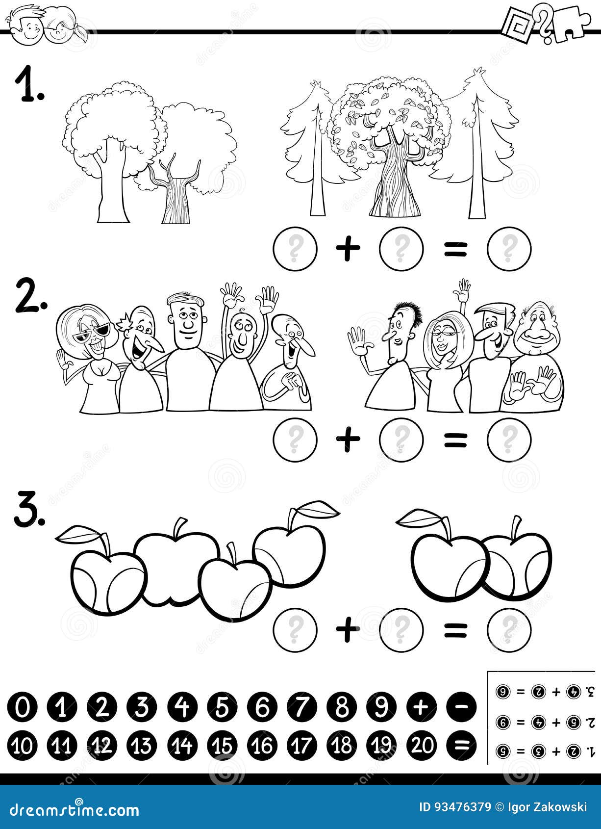 Calculating Maths Activity Coloring Page Cartoon Vector | CartoonDealer ...