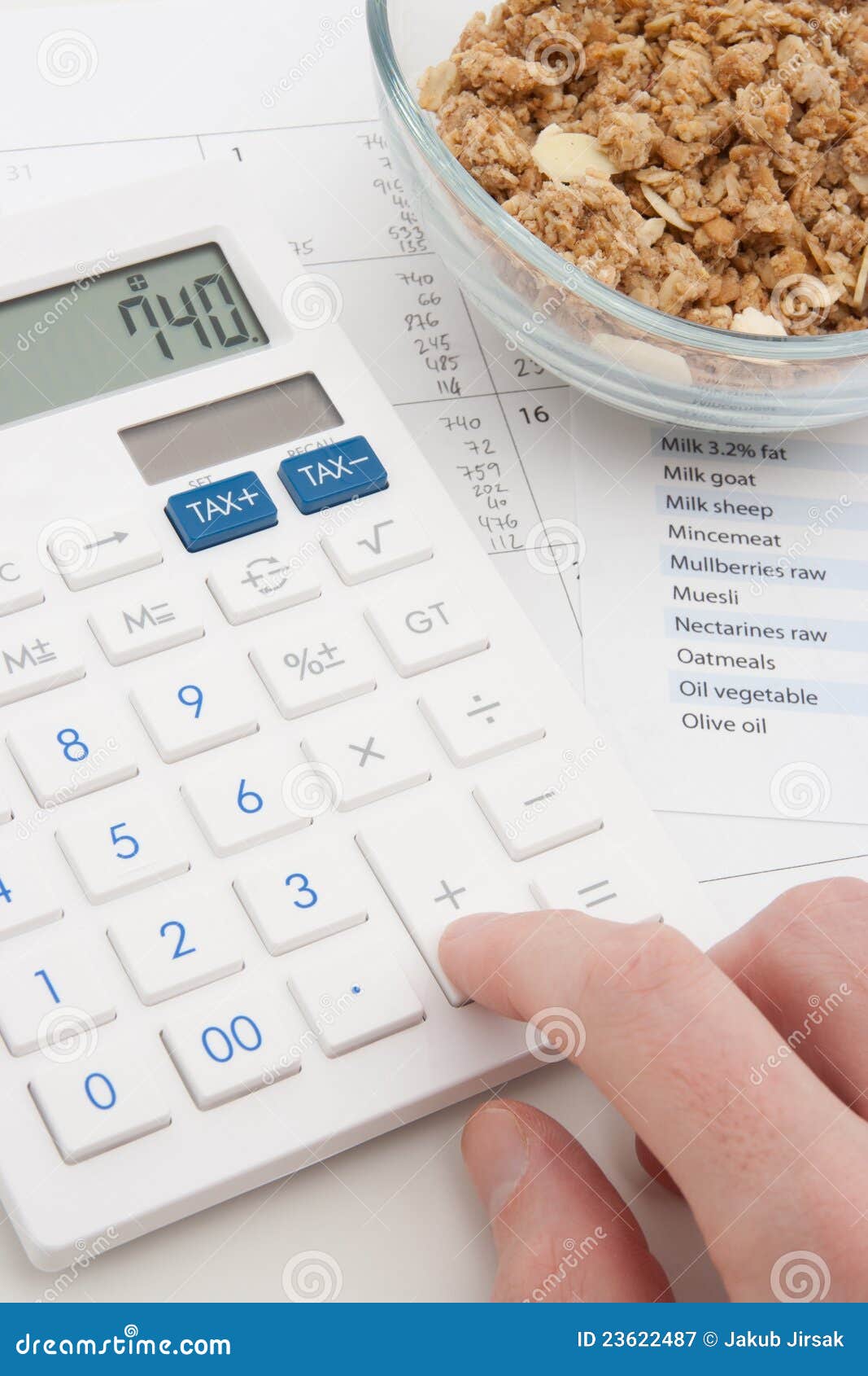 Calculating daily Nutrition Intake Stock Image - Image of granola ...