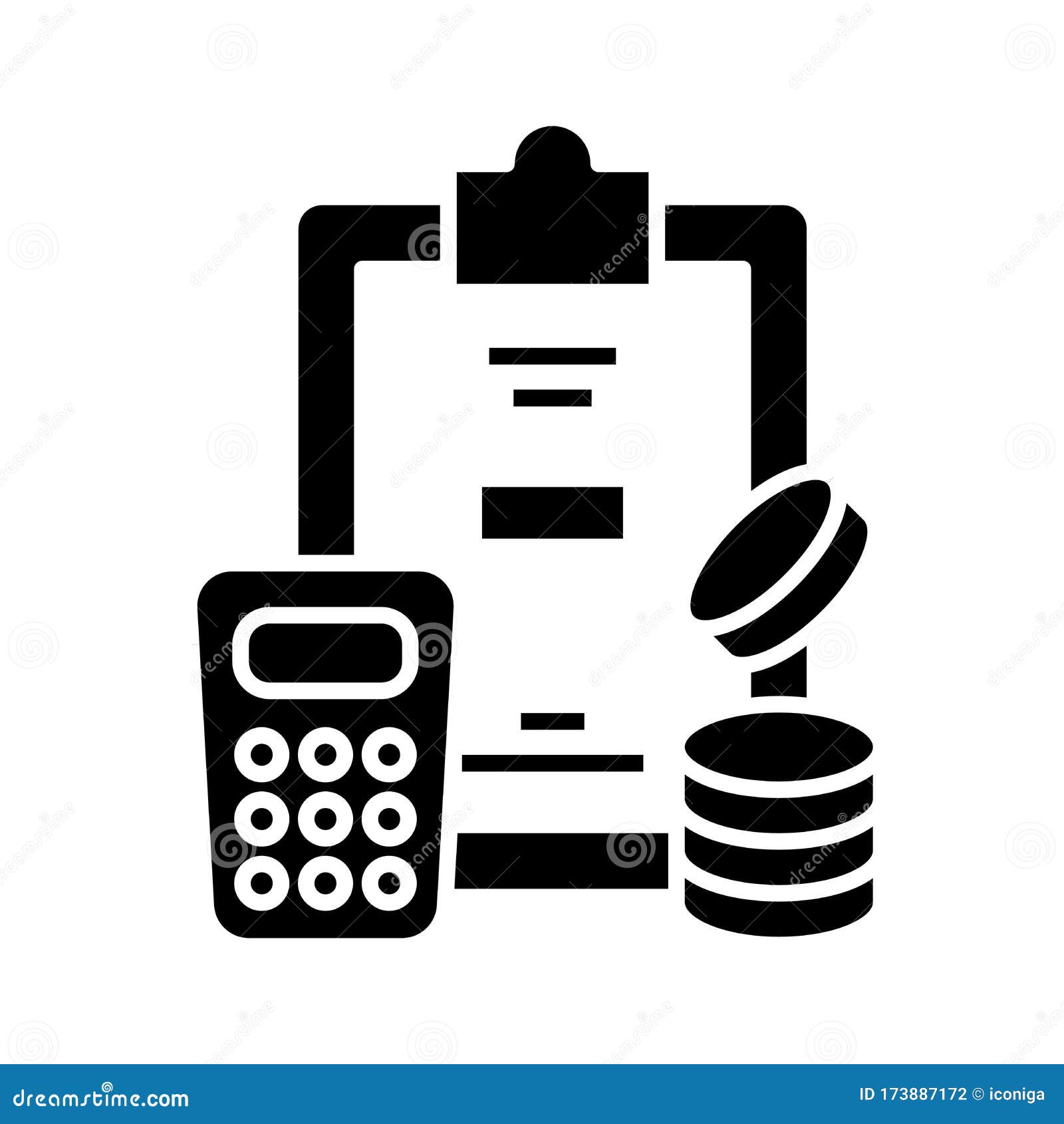 Calculating Process Black Icon, Concept Illustration, Vector Flat ...