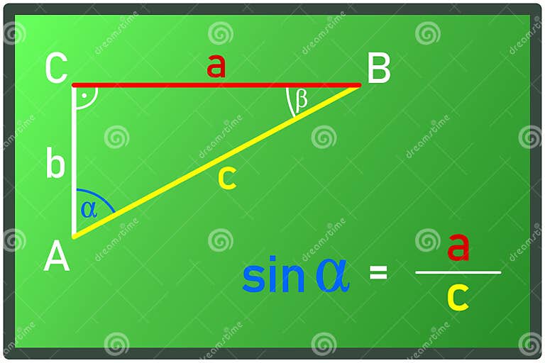 Calculating the Sin Function in a Right Triangle Stock Vector ...