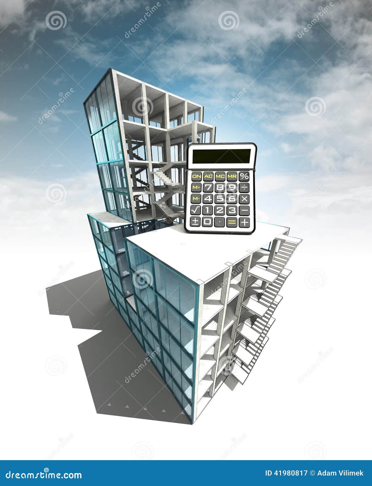 Calculation Concept of Architectural Building Plan with Sky Stock ...