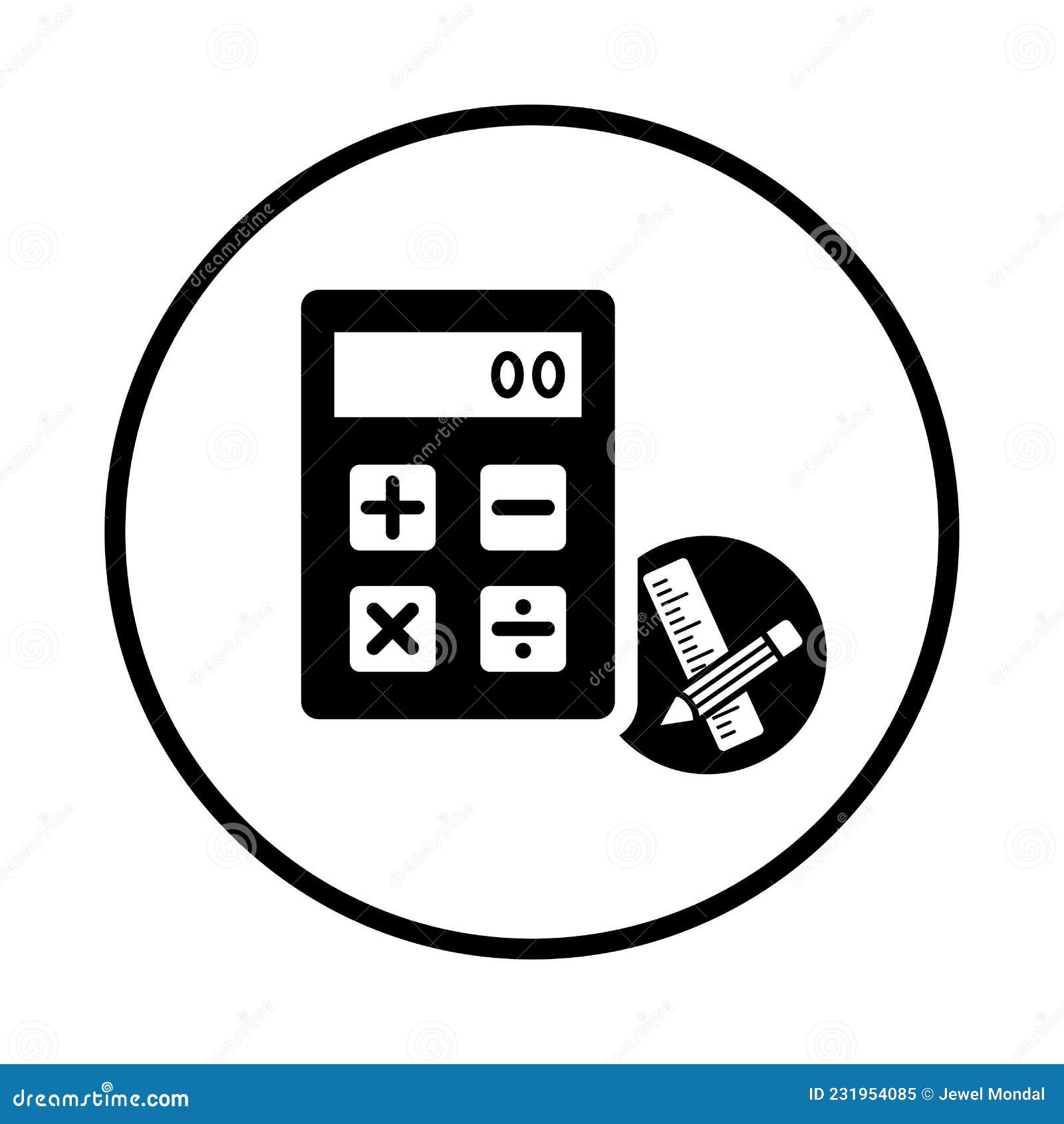 Calculation, Mathematics, Math Icon. Rounded Black Vector Design Stock ...