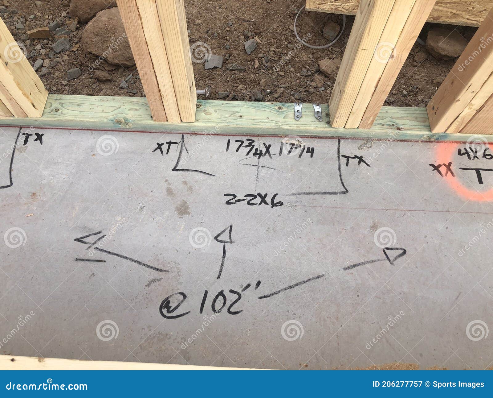 Calculation Measurements on the Construction Site. Stock Image - Image ...