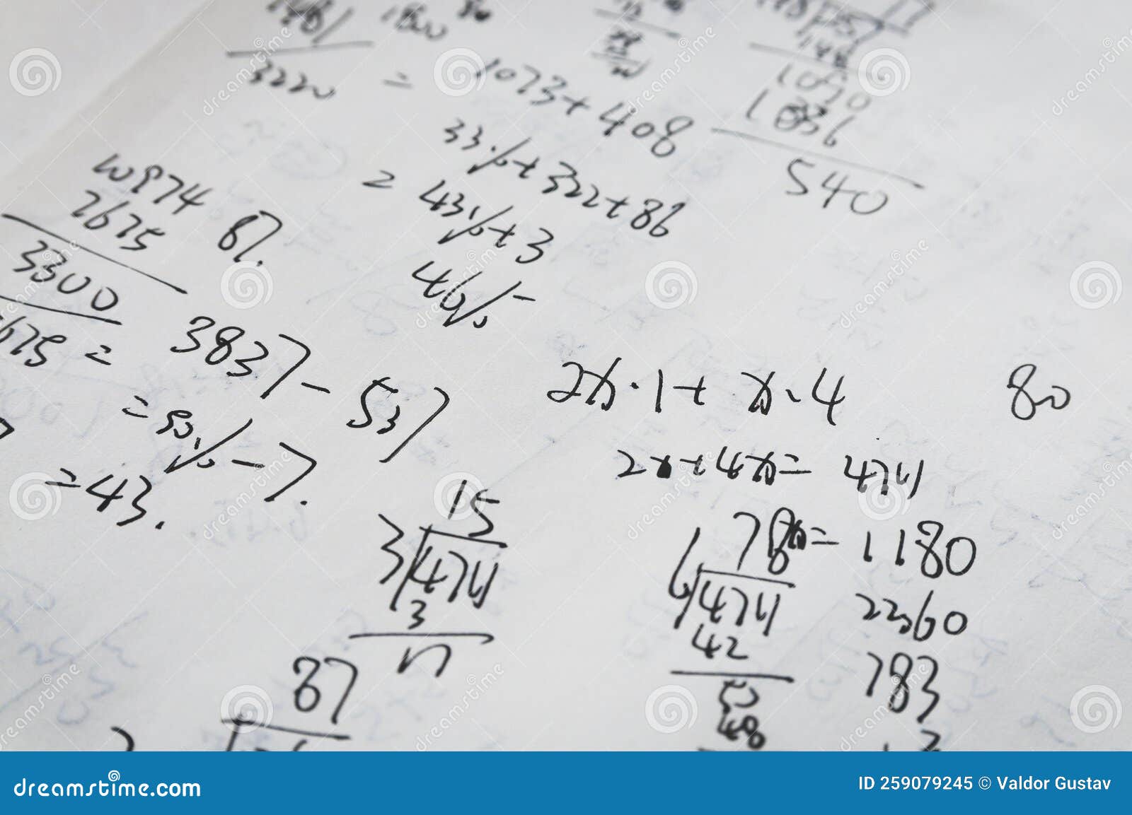 Calculation Process on Used Scratch Paper Stock Image - Image of ...
