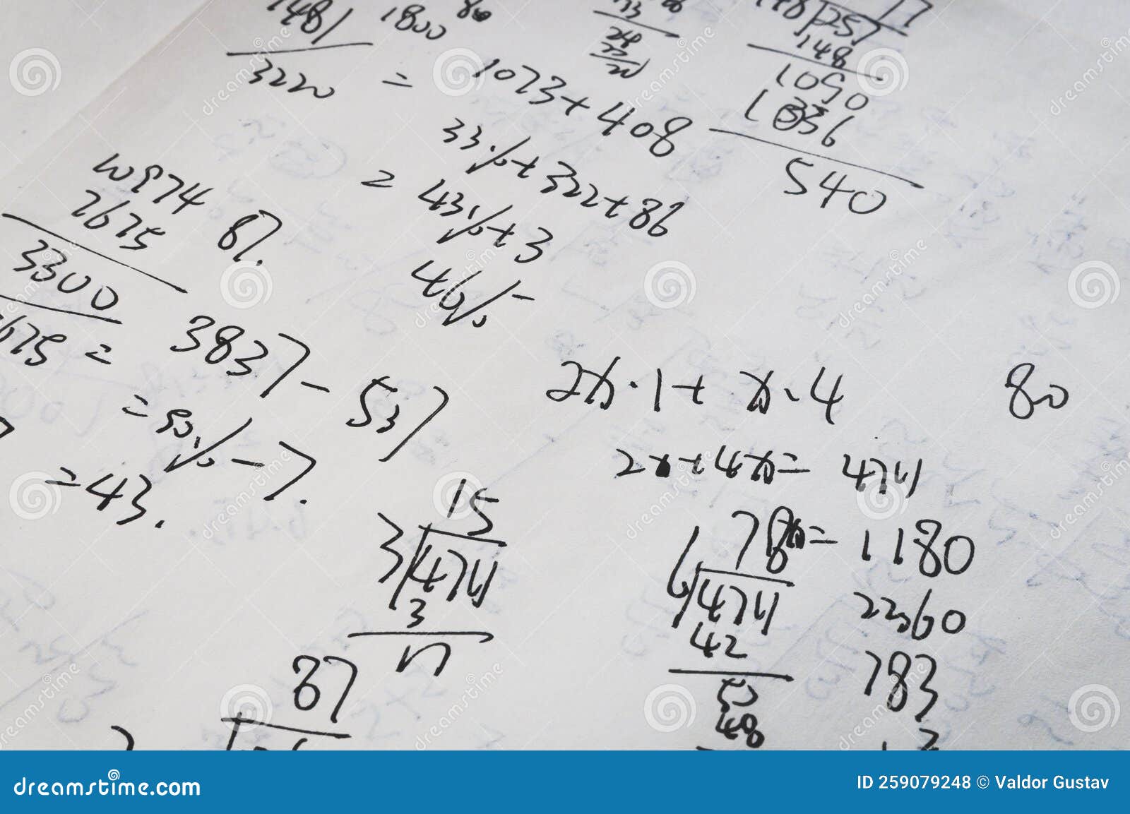 Calculation Process on Used Scratch Paper Stock Photo - Image of ...