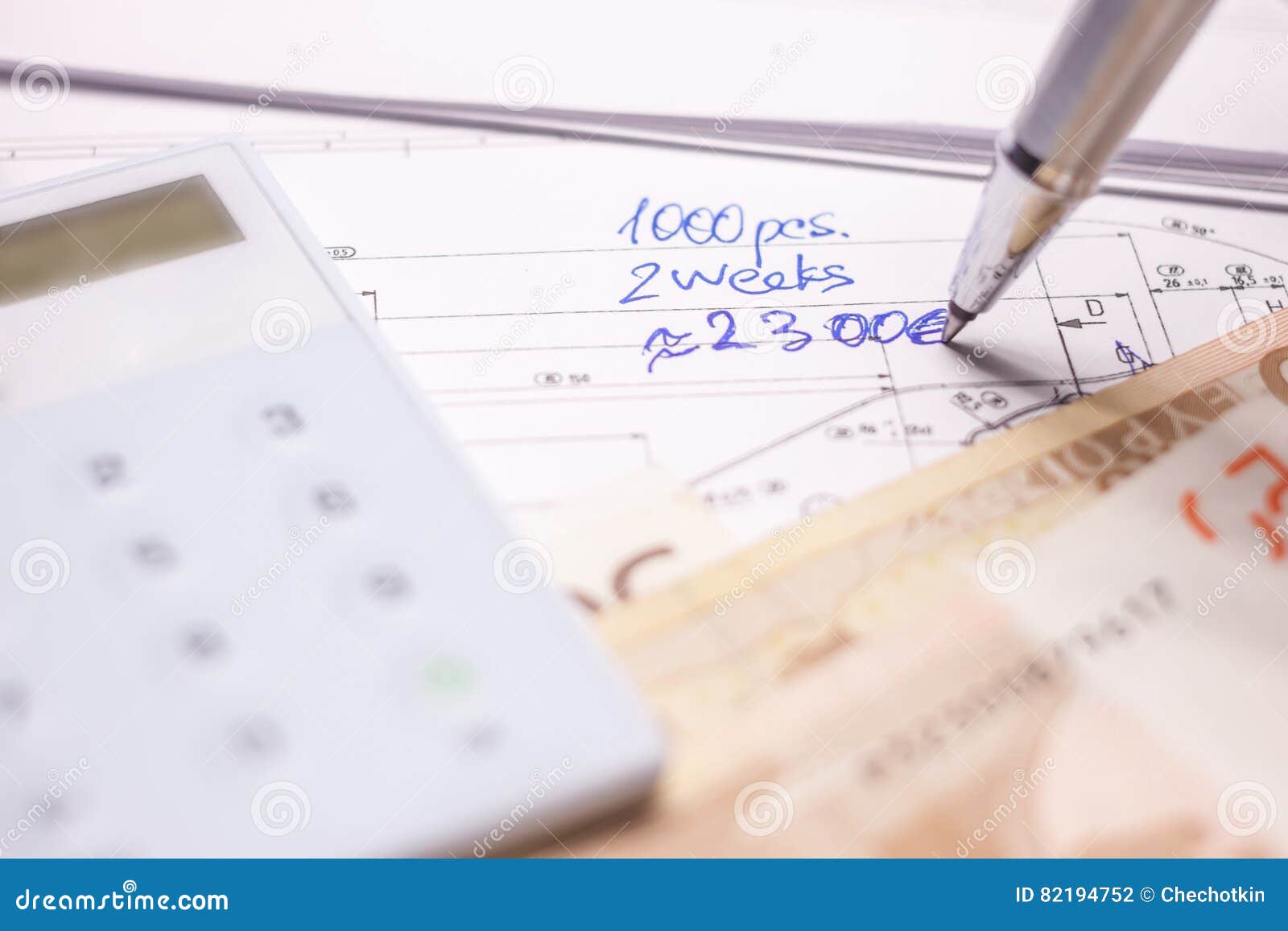 Calculation of Production Project Stock Photo - Image of calculation ...