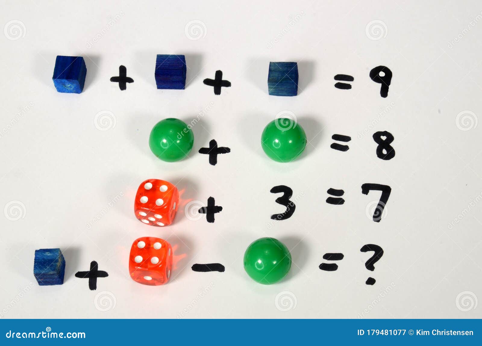Calculation Riddle Arrangement with Colored Objects Stock Image - Image ...